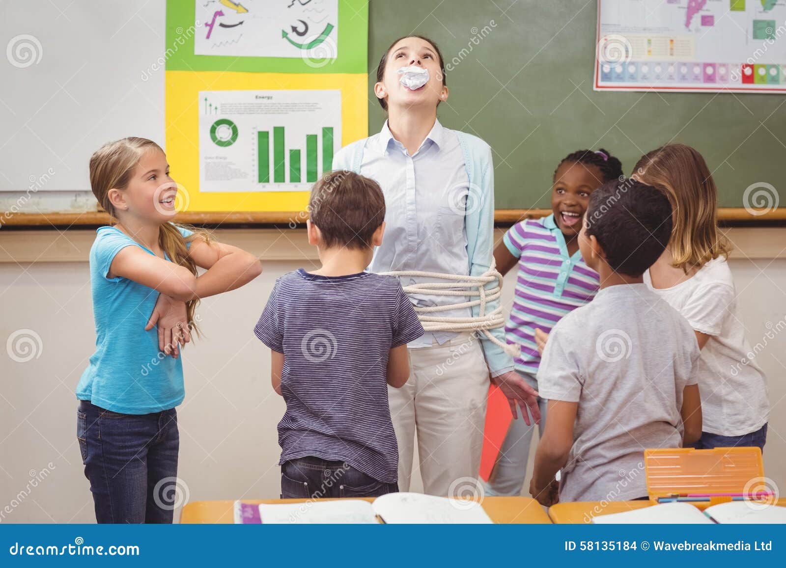 Pupils Running Wild in Classroom Stock Photo - Image of chaos ...