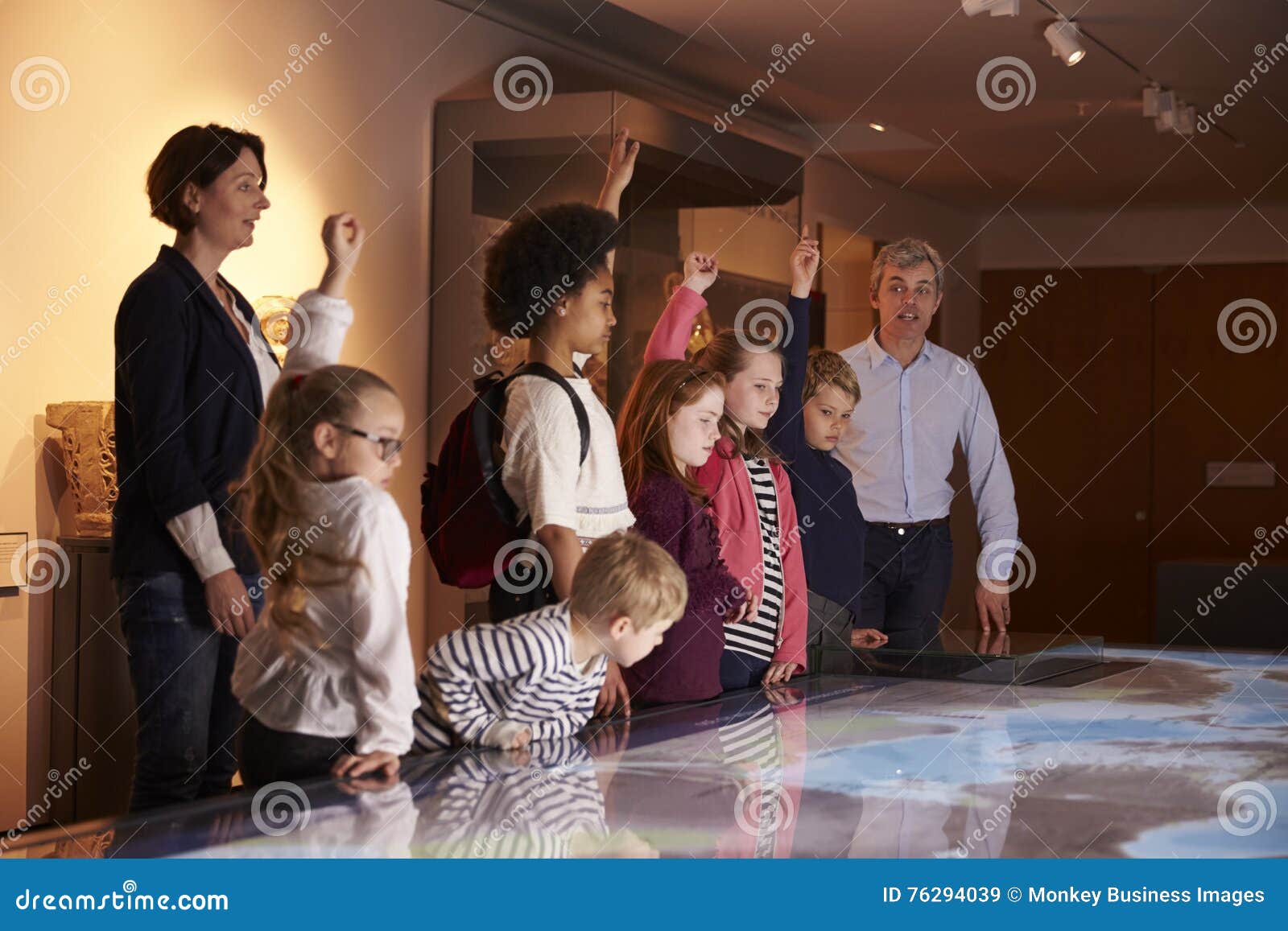 Pupils on School Field Trip To Museum Looking at Map Editorial Stock ...