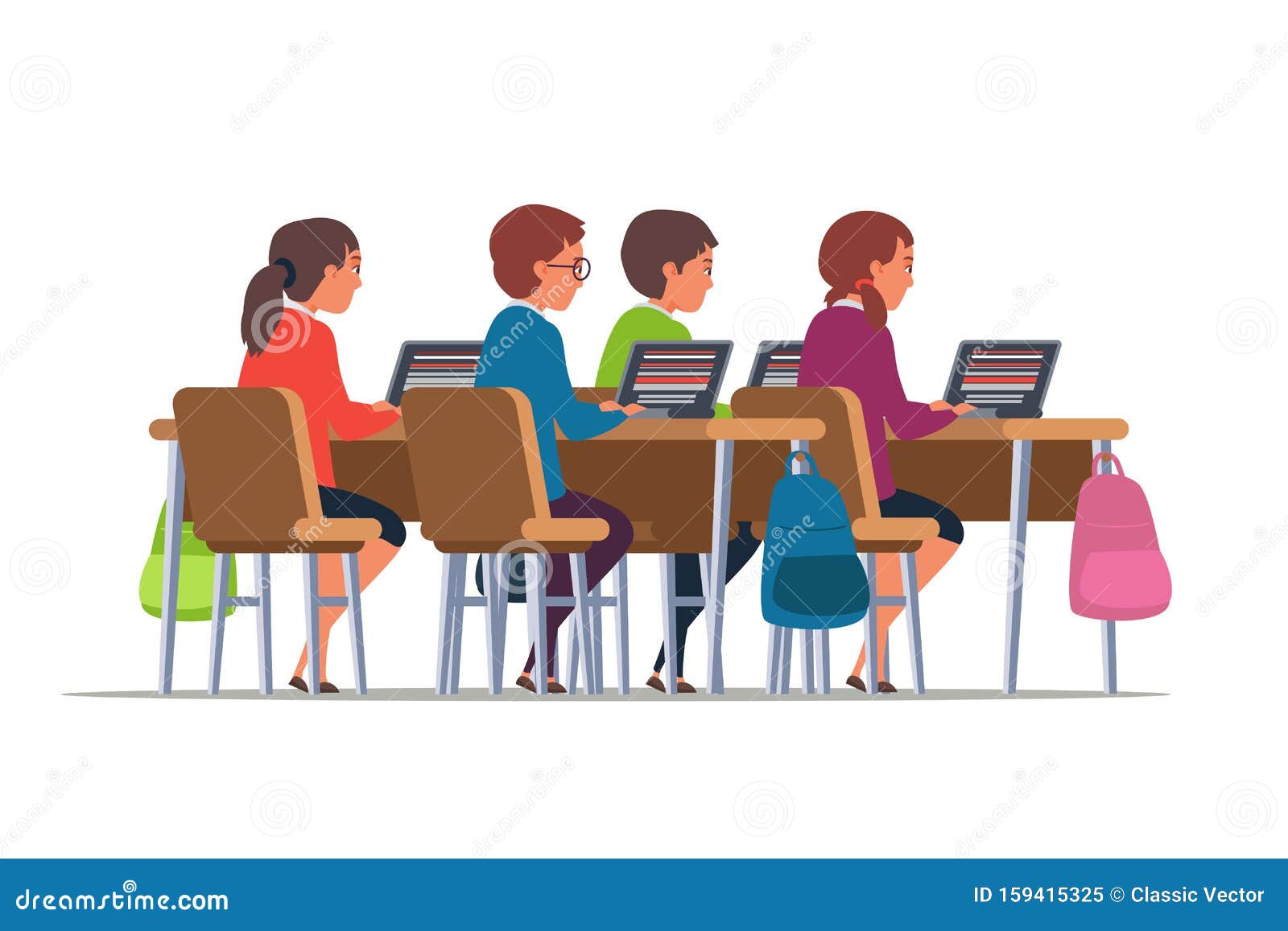 Pupils at School Flat Illustration Stock Vector - Illustration of break ... Pupils at School Flat Illustration Stock Vector - Illustration of break ...