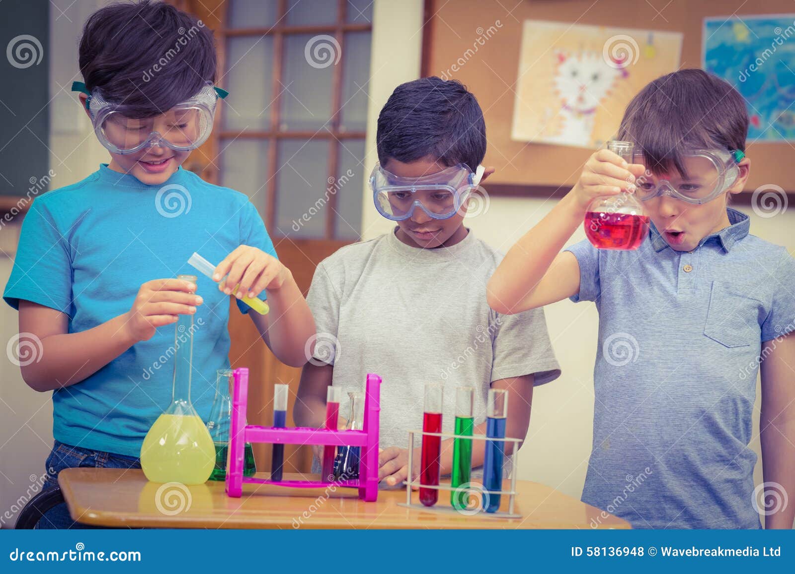 Pupils at Science Lesson in Classroom Stock Photo - Image of people ...