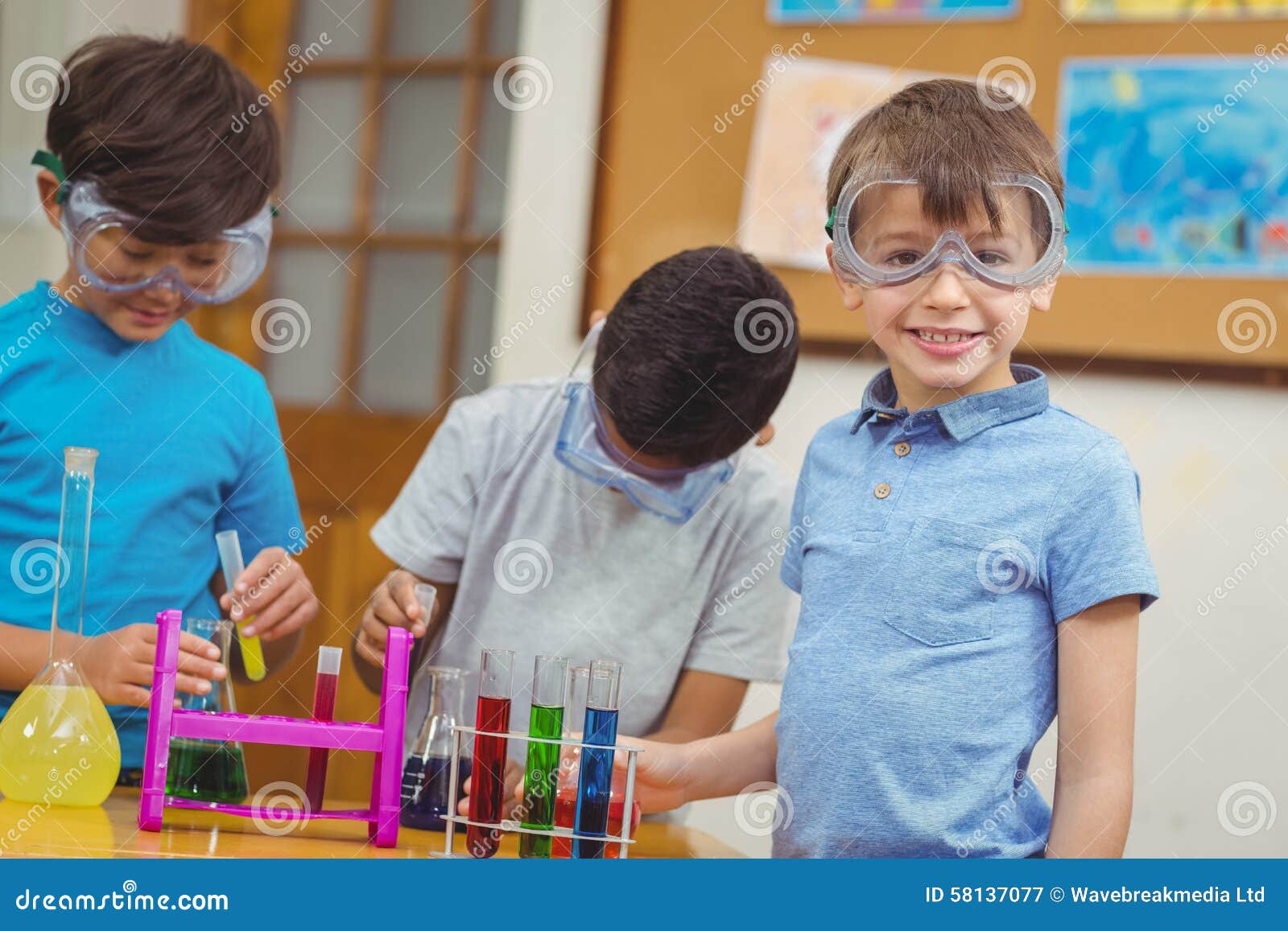 Pupils at Science Lesson in Classroom Stock Image - Image of portrait ...