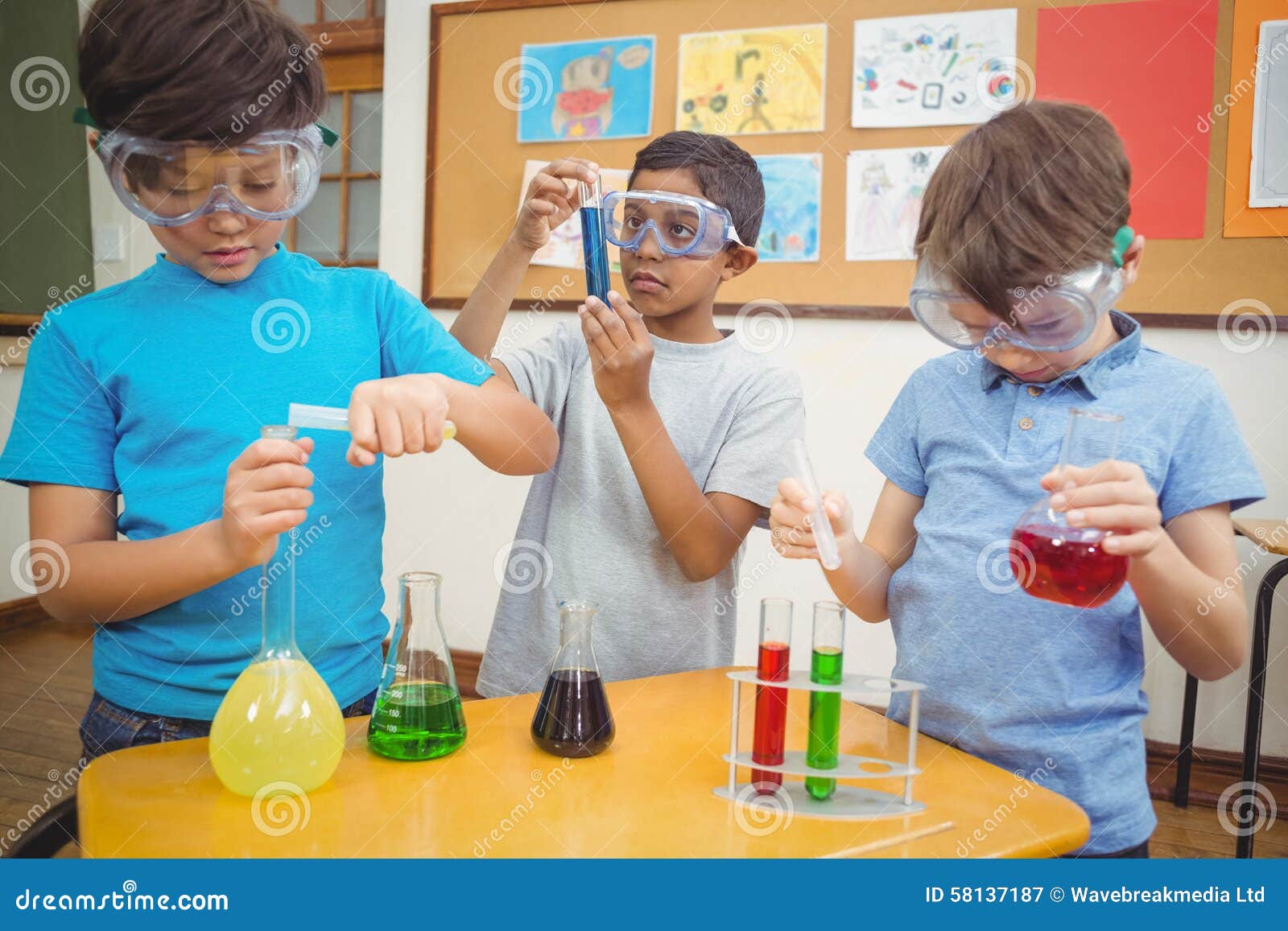 Pupils at Science Lesson in Classroom Stock Image - Image of education ...