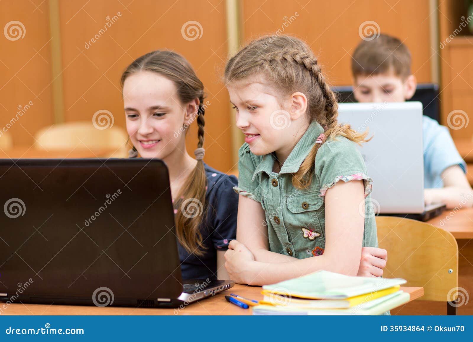 Pupils Using Laptop at Lesson Stock Photo - Image of education, grade ...