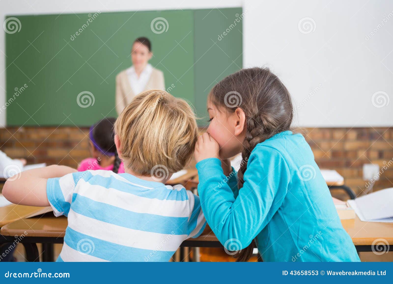 Pupils Whispering Secrets during Class Stock Image - Image of four ...