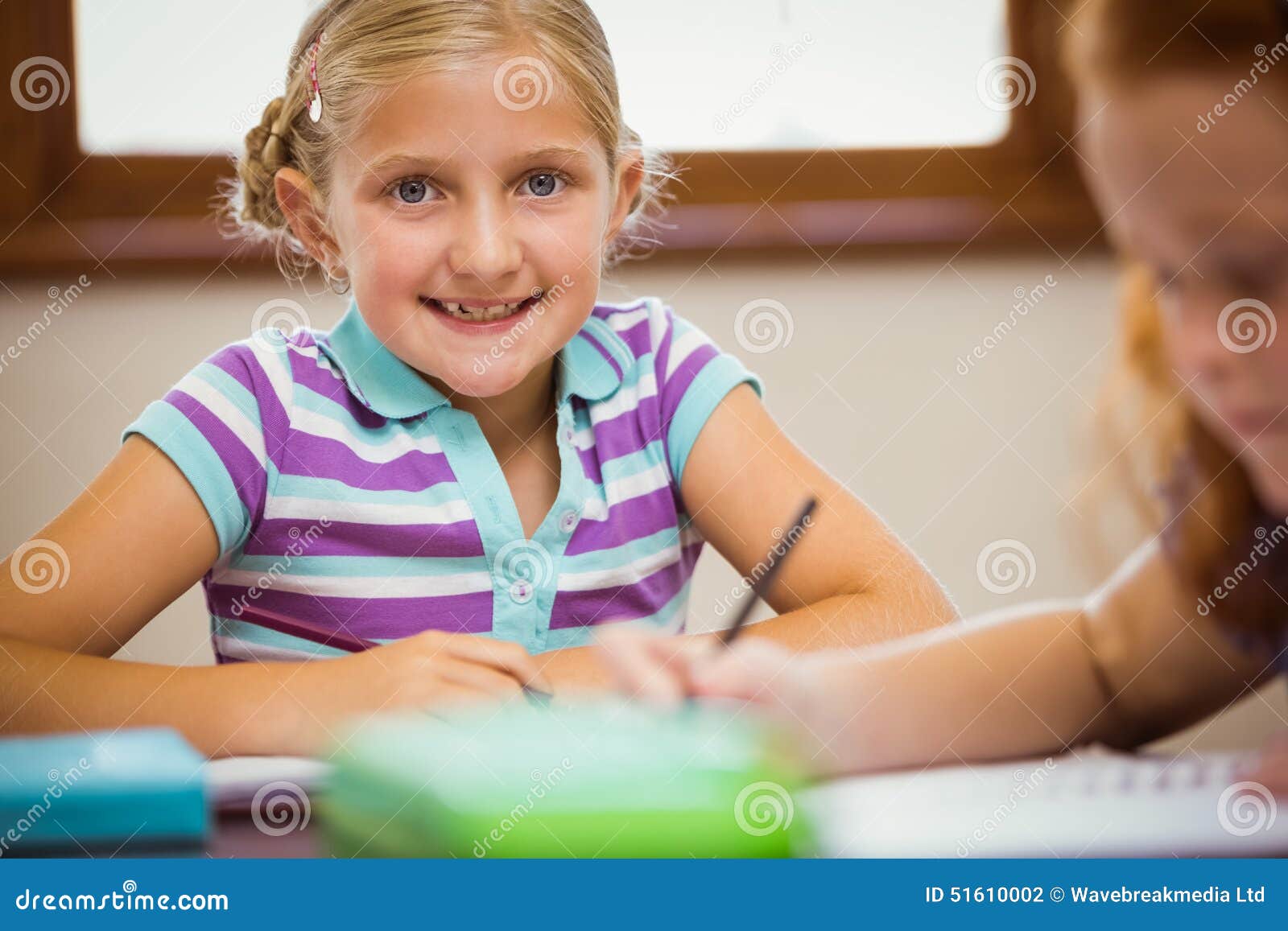 Pupils Working Hard at Desk Stock Photo - Image of female, education ...