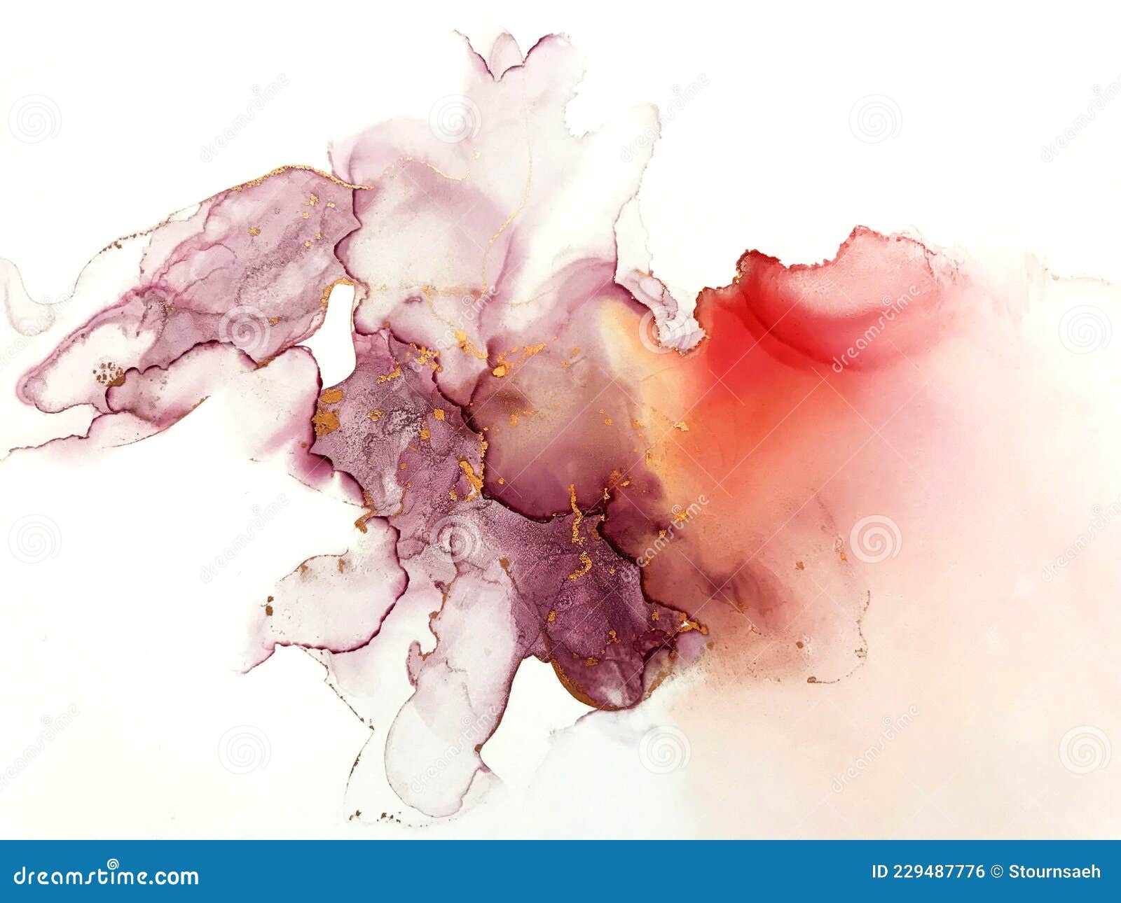 Puple, Red, Gold Ink Paint Texture. Stock Photo - Image of marble ...