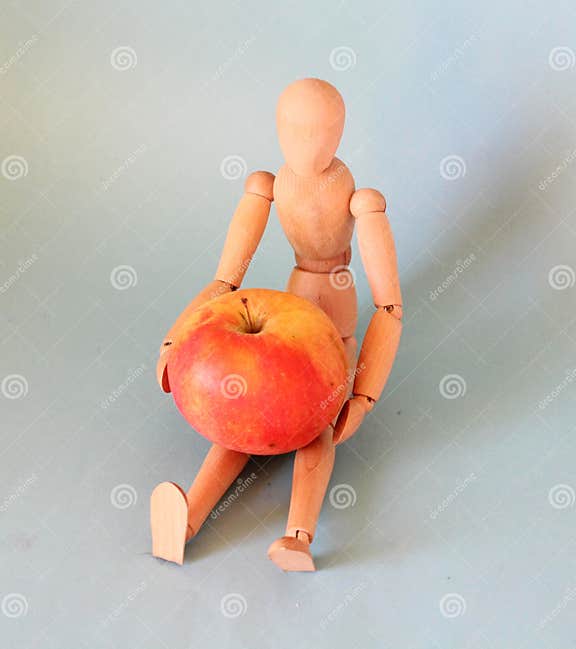 Puppet and apple stock photo. Image of flesh, joint, peach - 93262708