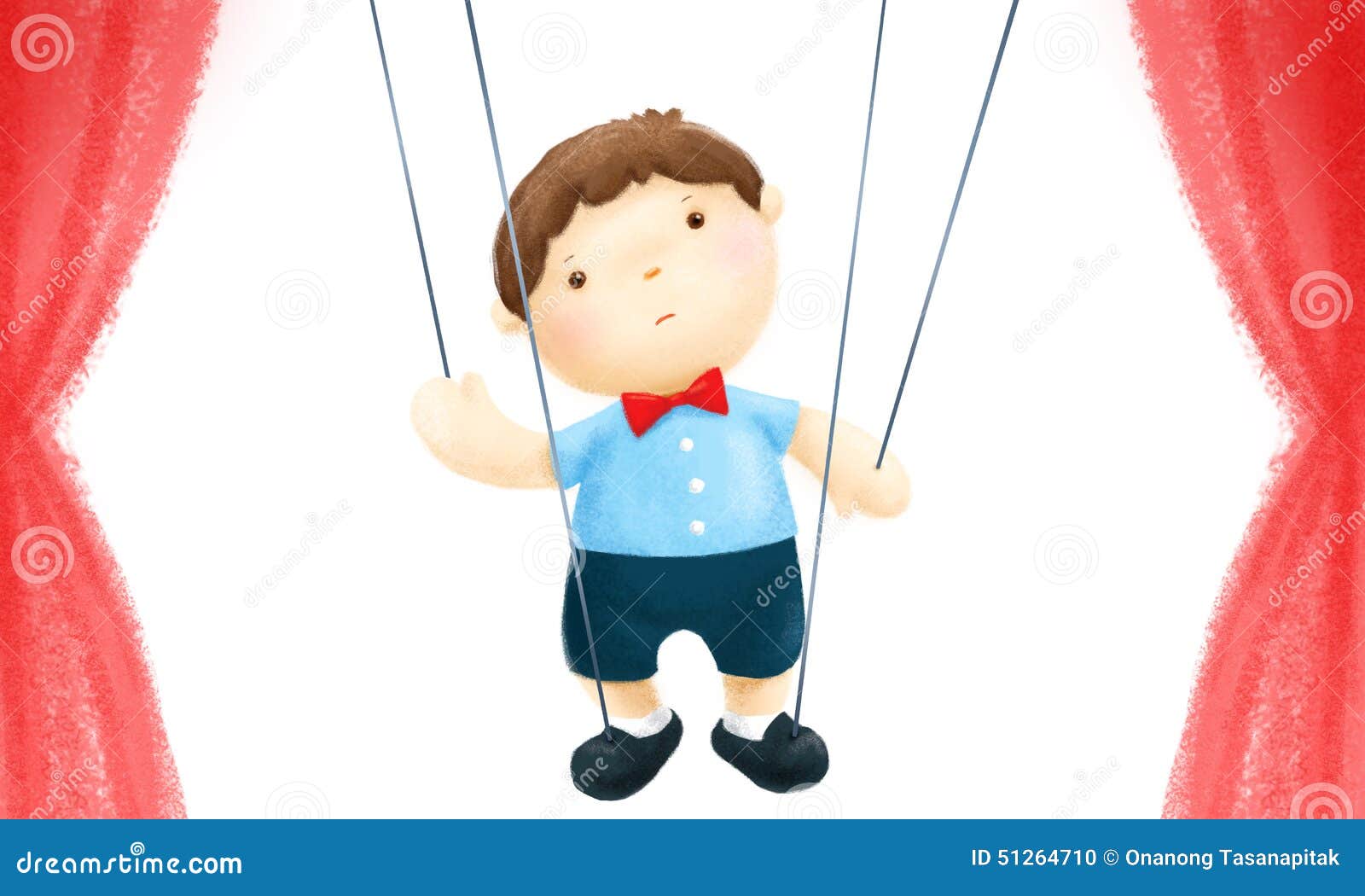Puppet boy on the stage stock illustration. Illustration of command ...