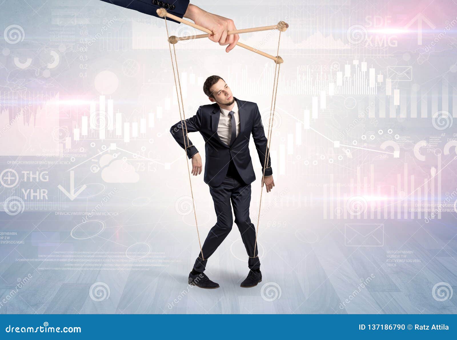 Puppet Businessman with Financial Concept Stock Photo - Image of ...