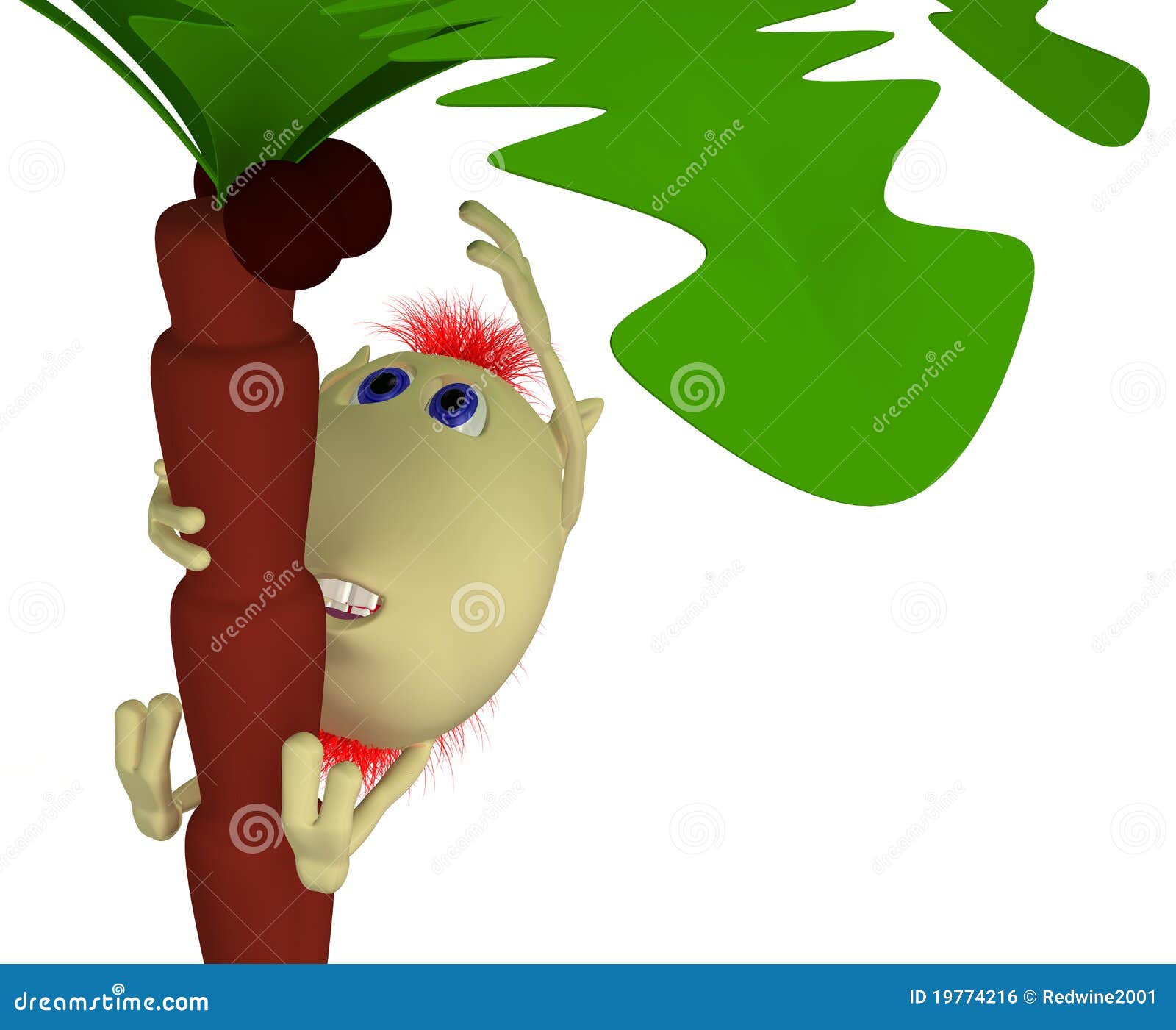 Puppet Clims on High Palm after Coconut Stock Illustration ...