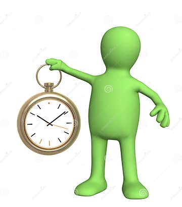 Puppet with clock stock illustration. Illustration of green - 18096744