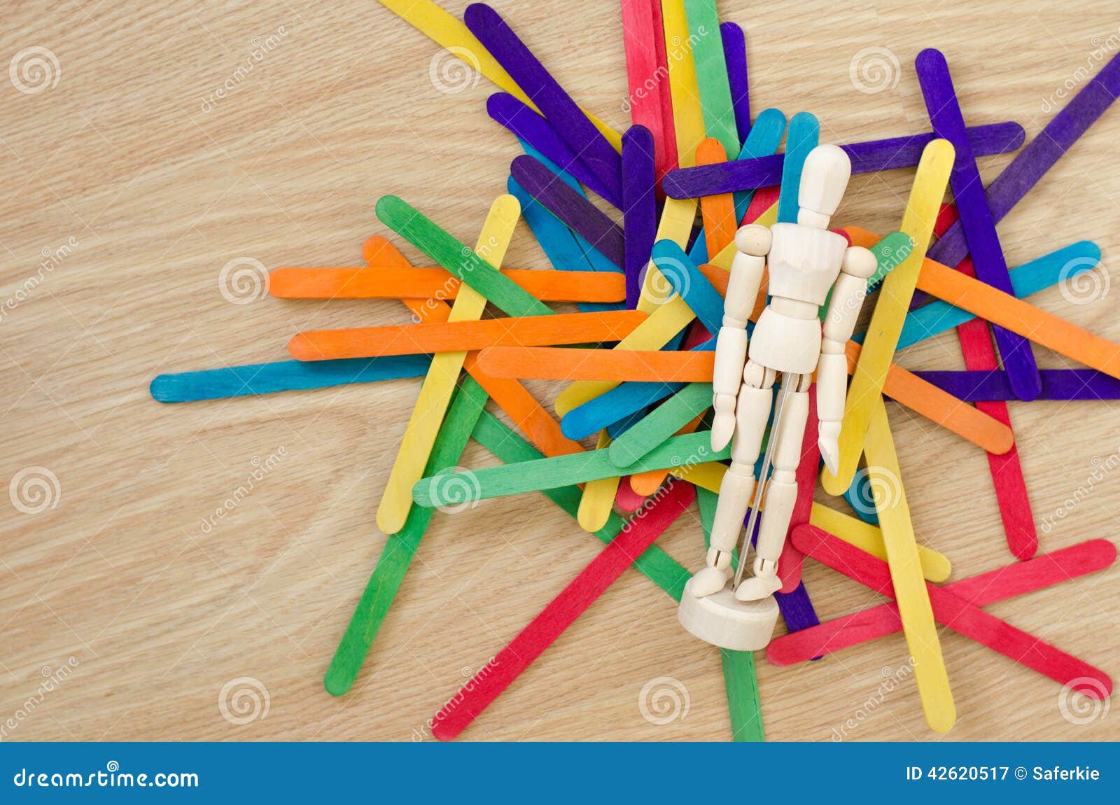 Puppet and Colored Wood Sticks Stock Image - Image of yellow, tool ...