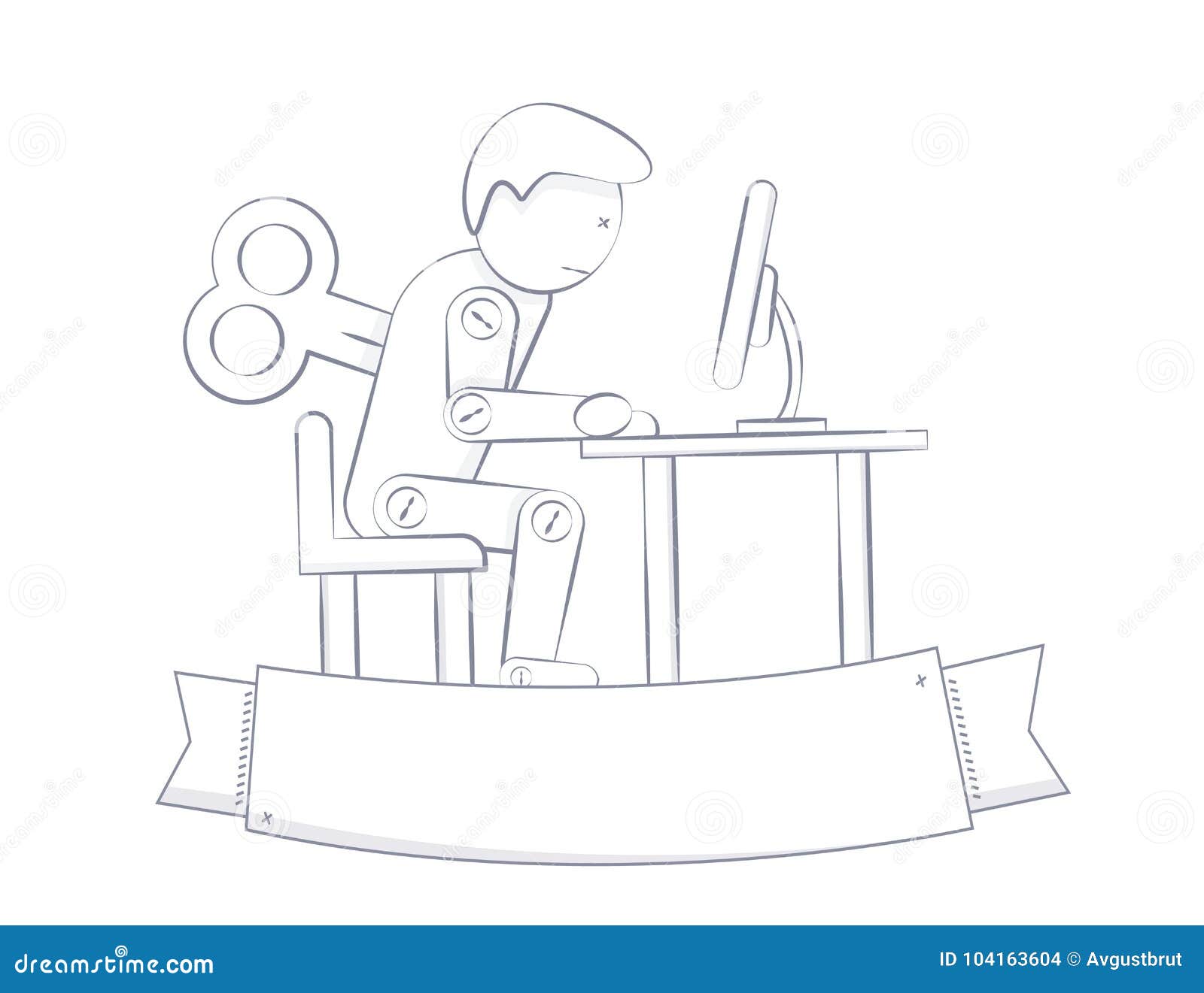 Puppet at the computer. stock vector. Illustration of assistant - 104163604