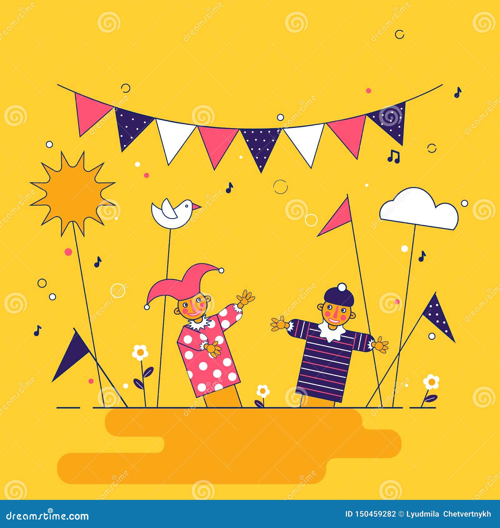 Puppet Show. Funny Children Performance in the Puppet Theatre Stock ...