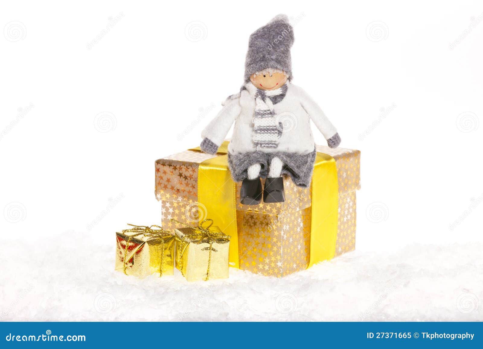 Puppet on the gift stock image. Image of festivity, gold - 27371665