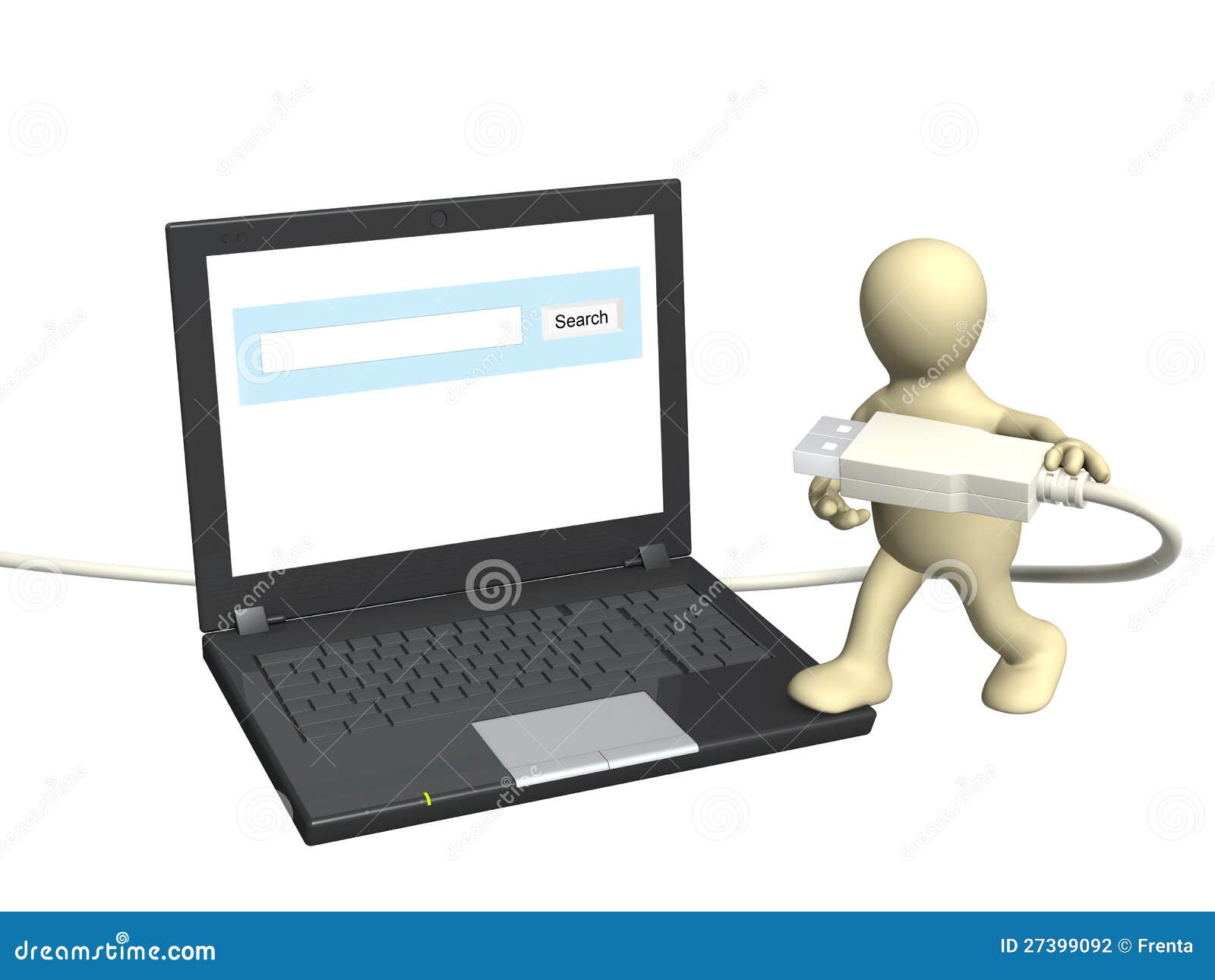 Puppet with Laptop and Usb Cable Stock Illustration - Illustration of ...