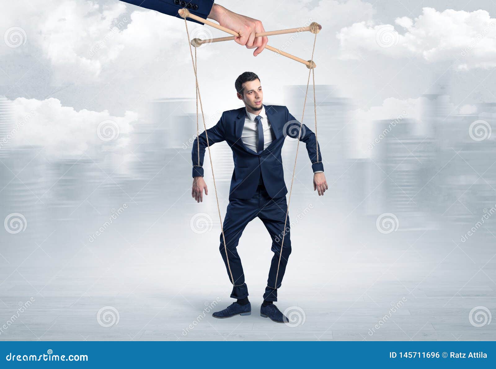 Puppet Man with Big City Concept Stock Photo - Image of hand, dictate ...