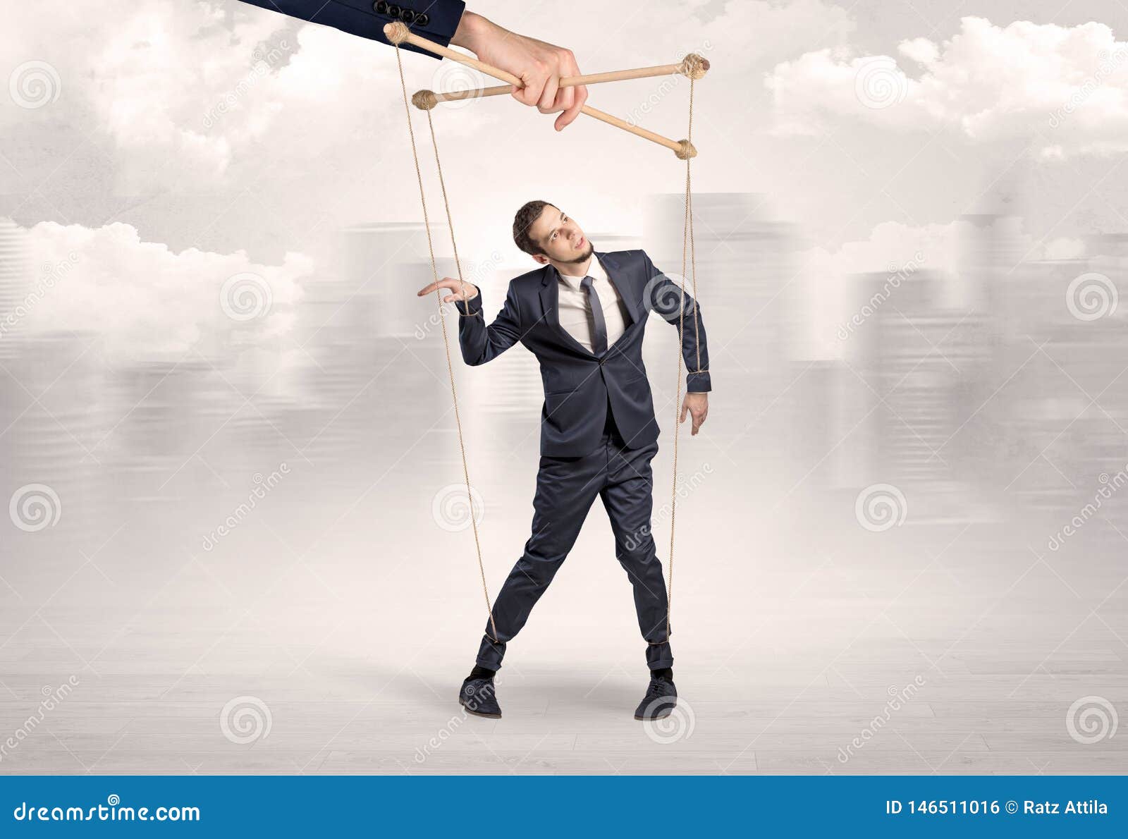 Puppet Man with Big City Concept Stock Photo - Image of manage, direct ...