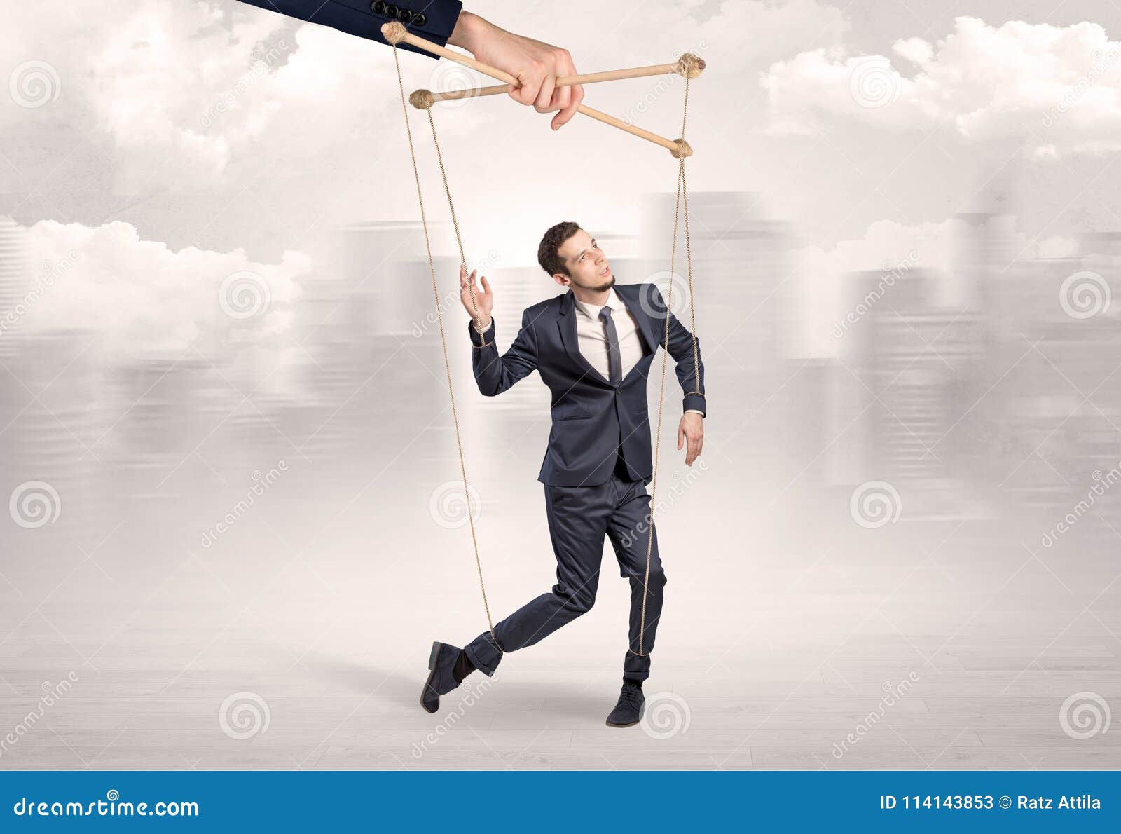 Puppet Man with Big City Concept Stock Image - Image of marionette ...