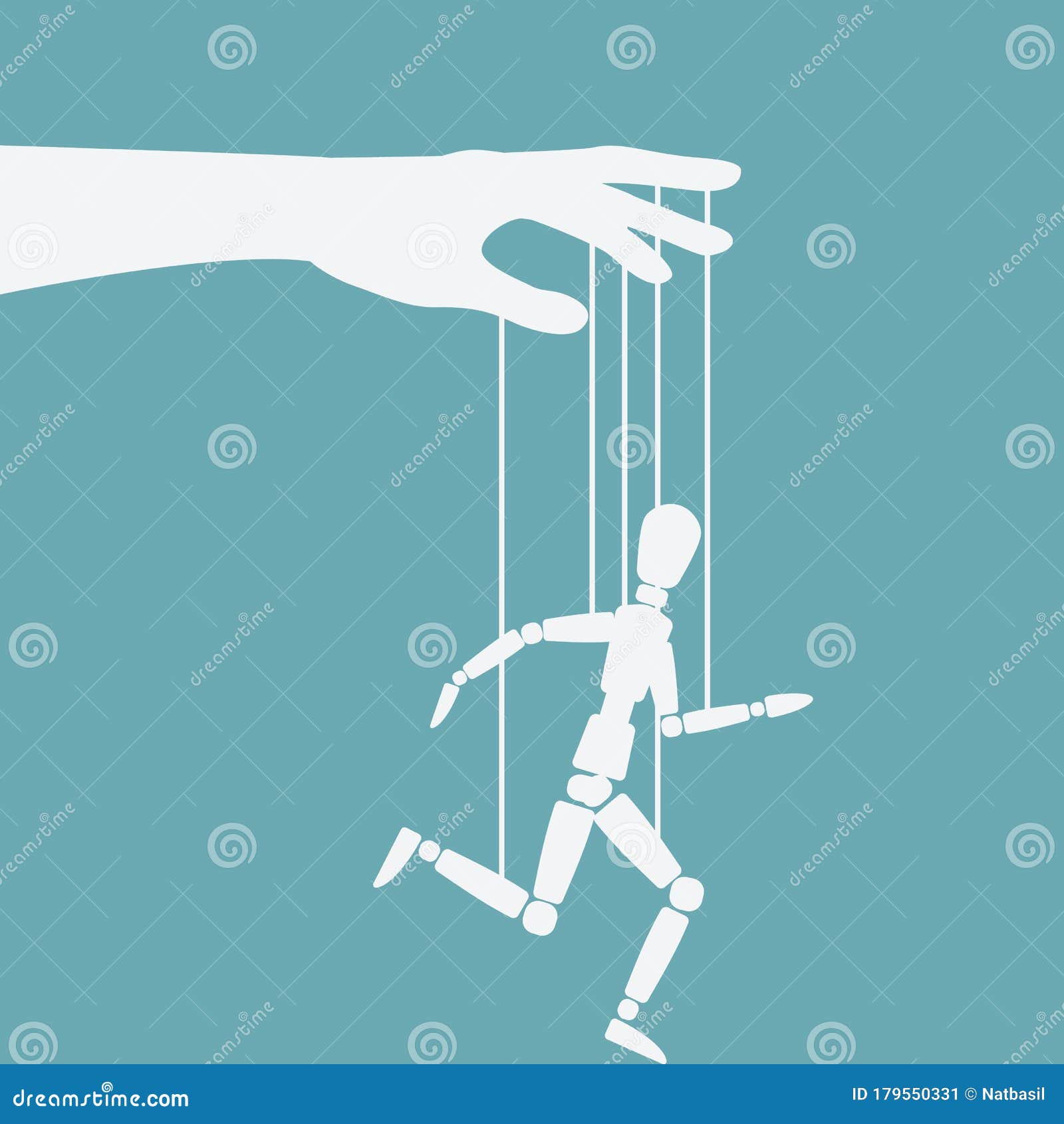 Puppet Marionette on Ropes is Running Man Stock Vector - Illustration ...