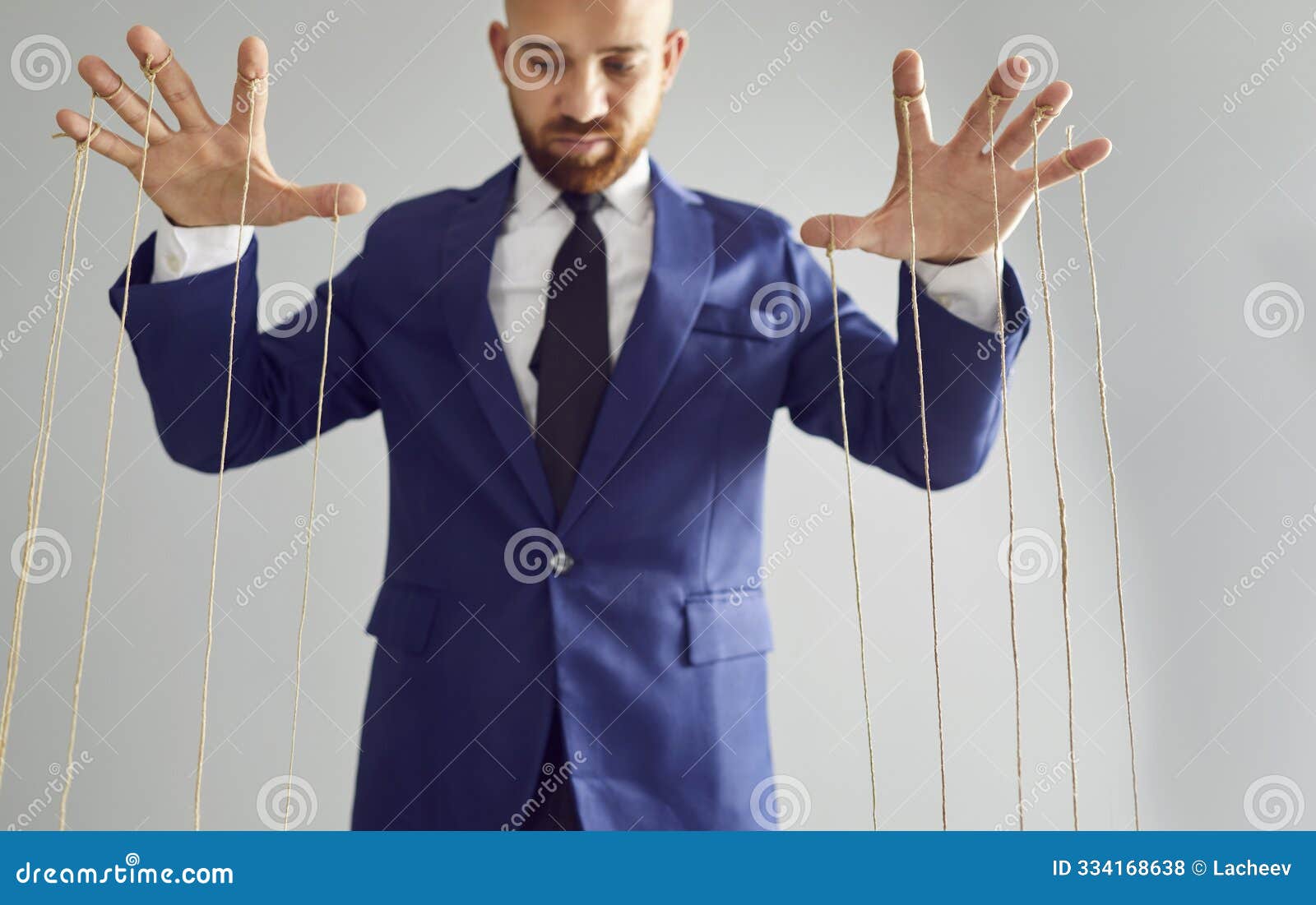 Man Moving Hands and Controlling Puppet Strings Illustrating Concept of ...