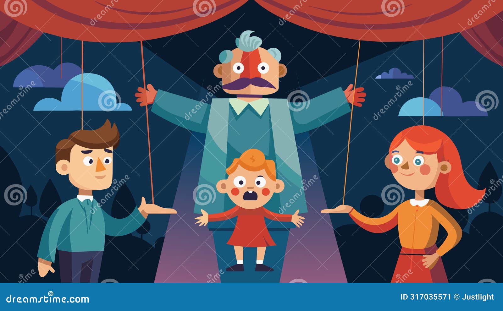 Puppet Masters Hand Controls Human Heart Isolated. Sticker, Print Or ...