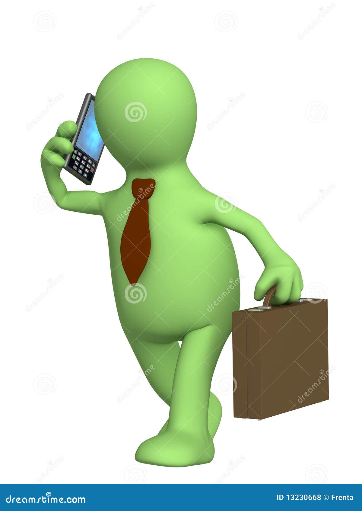 Puppet with mobile stock illustration. Illustration of suitcase - 13230668
