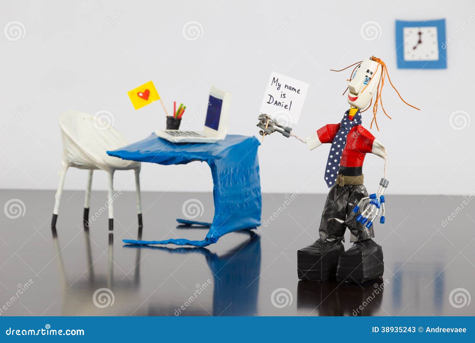 Puppet Office Worker in a Red Shirt Stock Image - Image of office ...