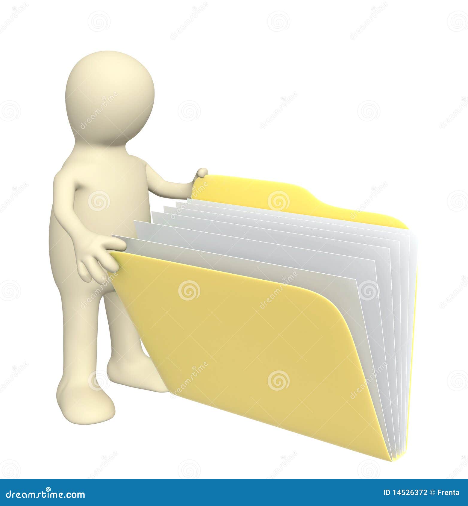 Puppet, Opening Folder with Documents Stock Illustration - Illustration ...