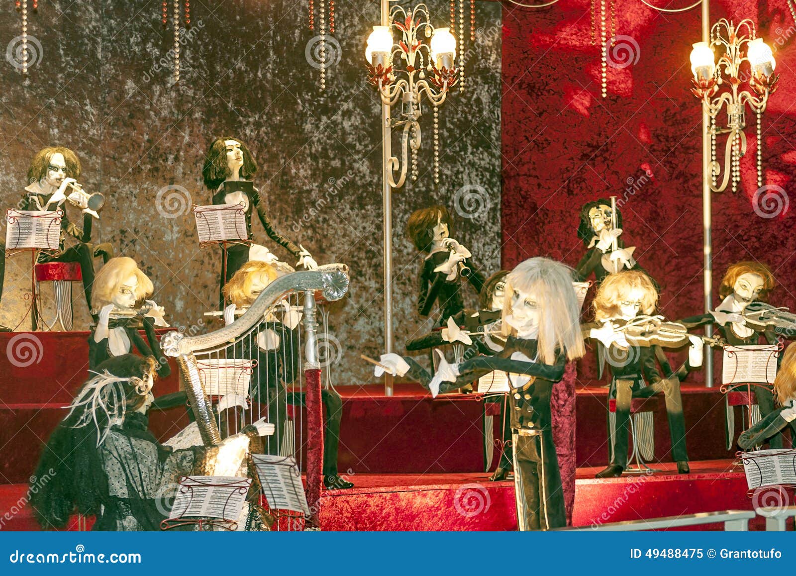 Puppet Orchestra stock image. Image of cheerful, harp - 49488475