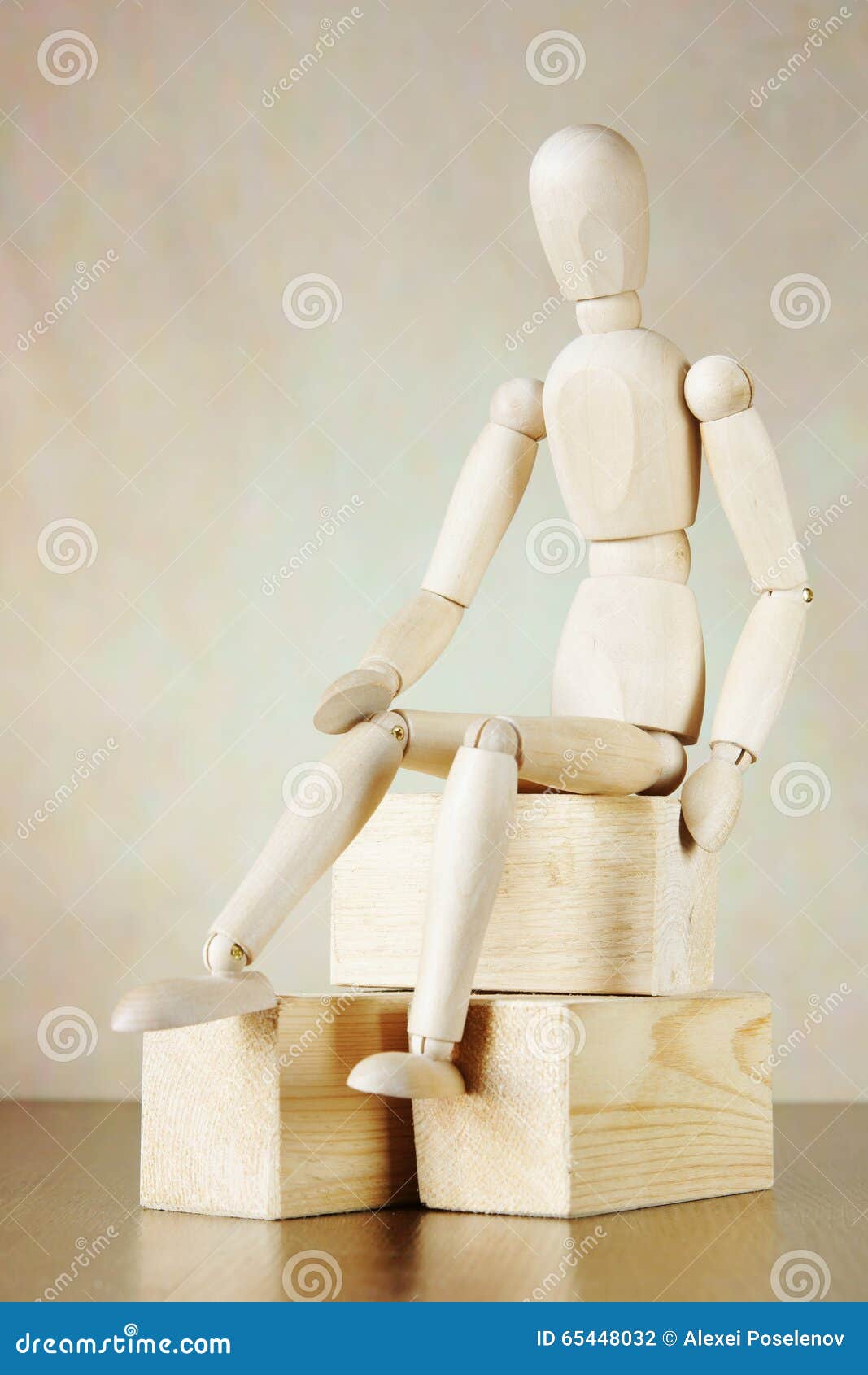 Puppet Sitting on the Blocks Stock Photo - Image of alone, depression ...