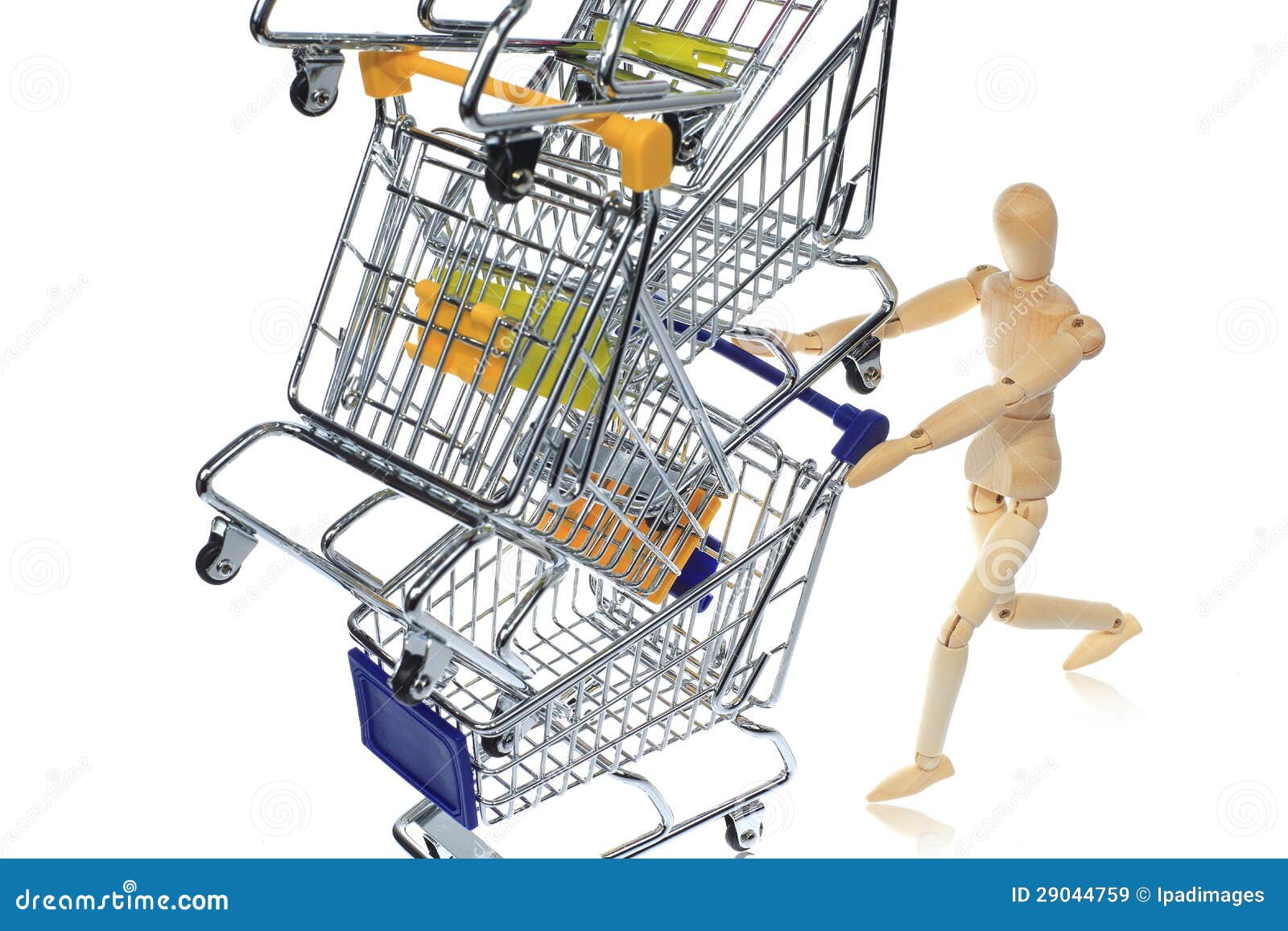 Puppetry Models Pushing Many Shopping Carts Stock Image - Image of ...