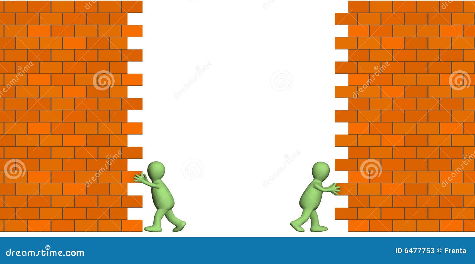 Puppets Creating Pass in a Brick Wall Stock Illustration - Illustration ...