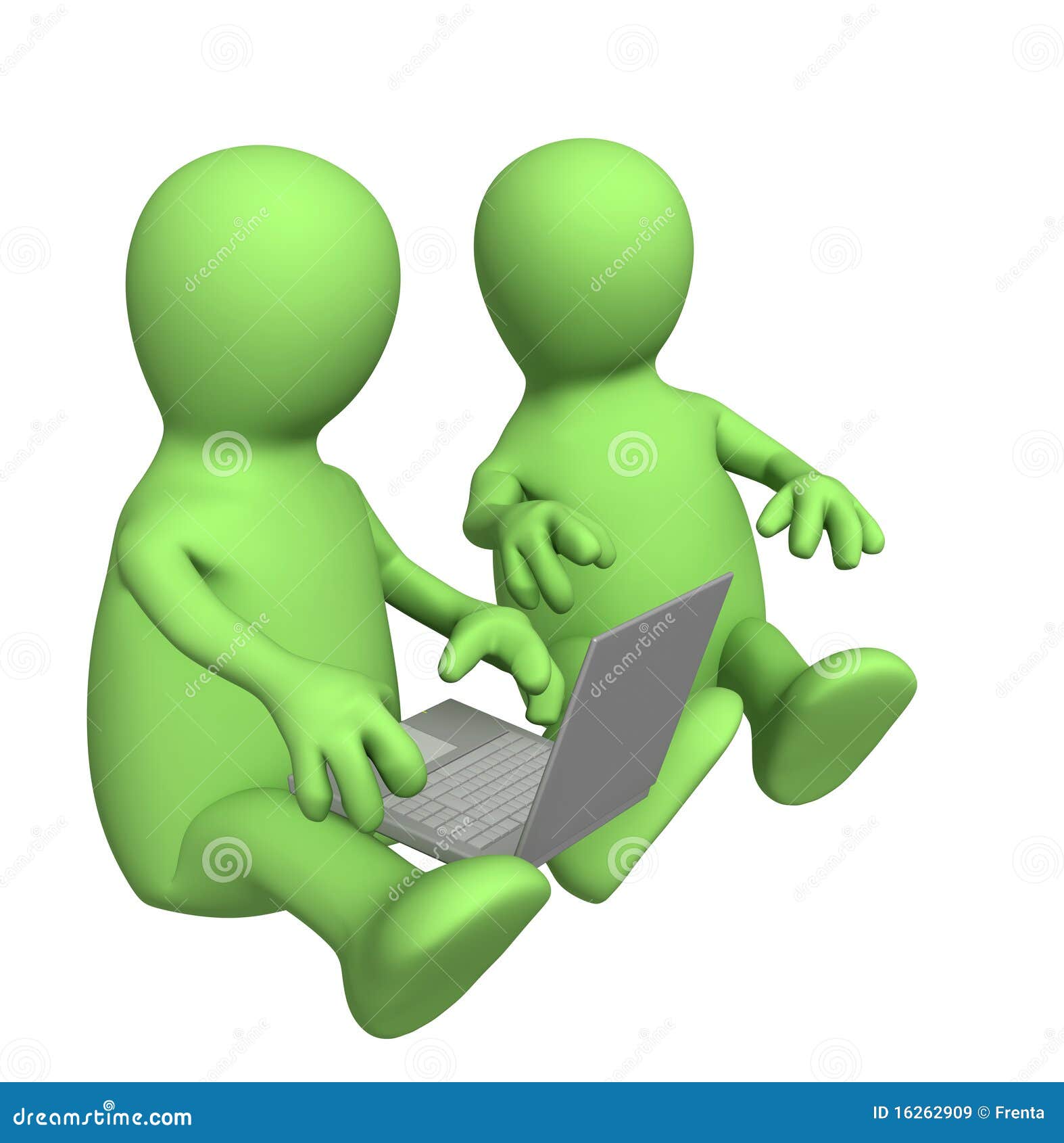 Puppets with laptop stock illustration. Illustration of notebook - 16262909