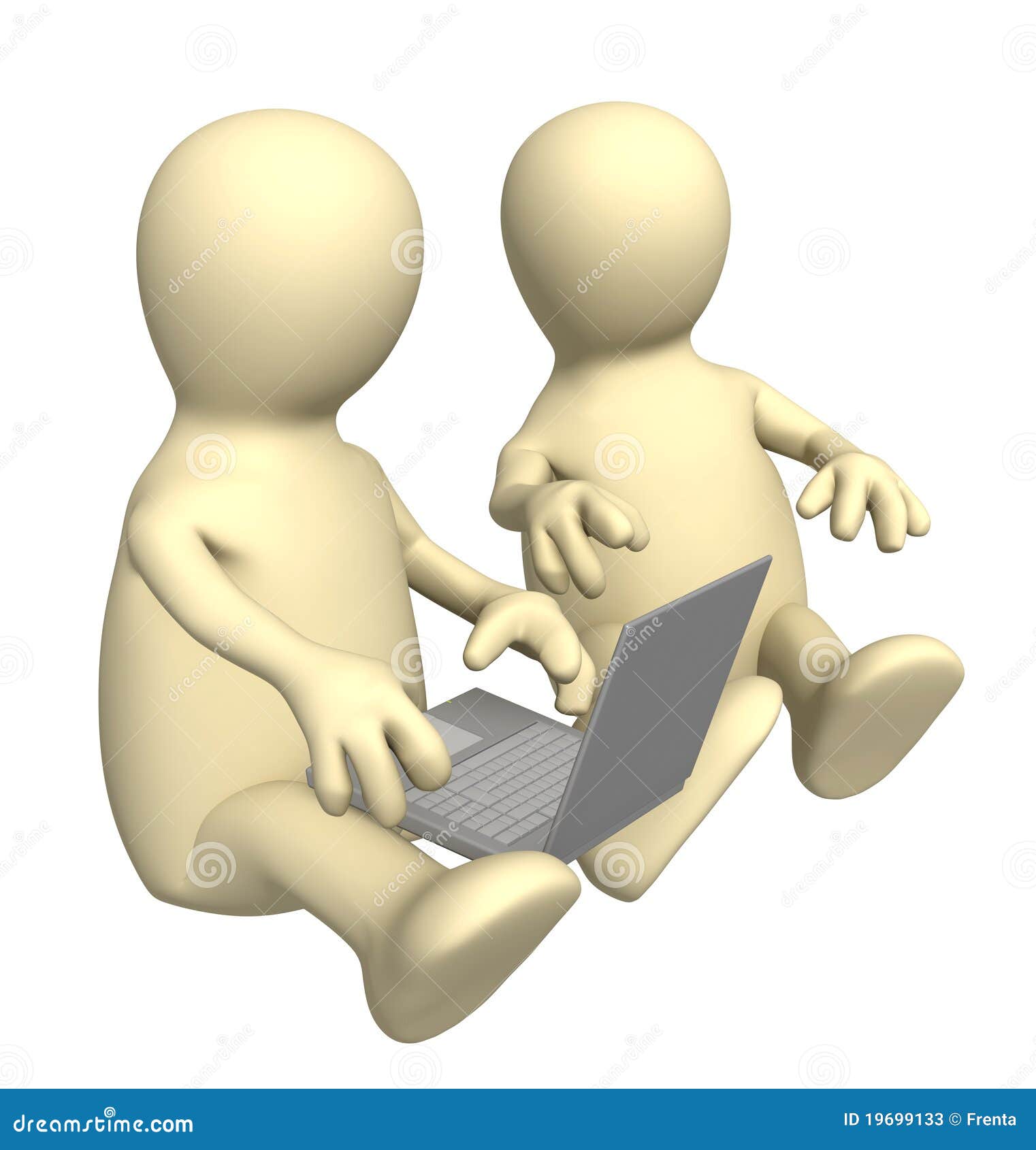 Puppets with laptop stock illustration. Illustration of modern - 19699133