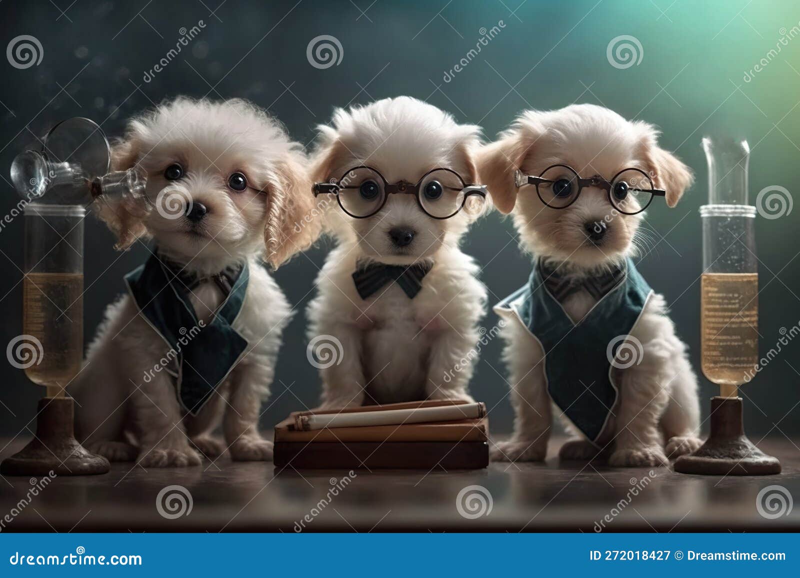 Puppies Dressed As Scientists Doing Experiment in a Lab, Created with ...