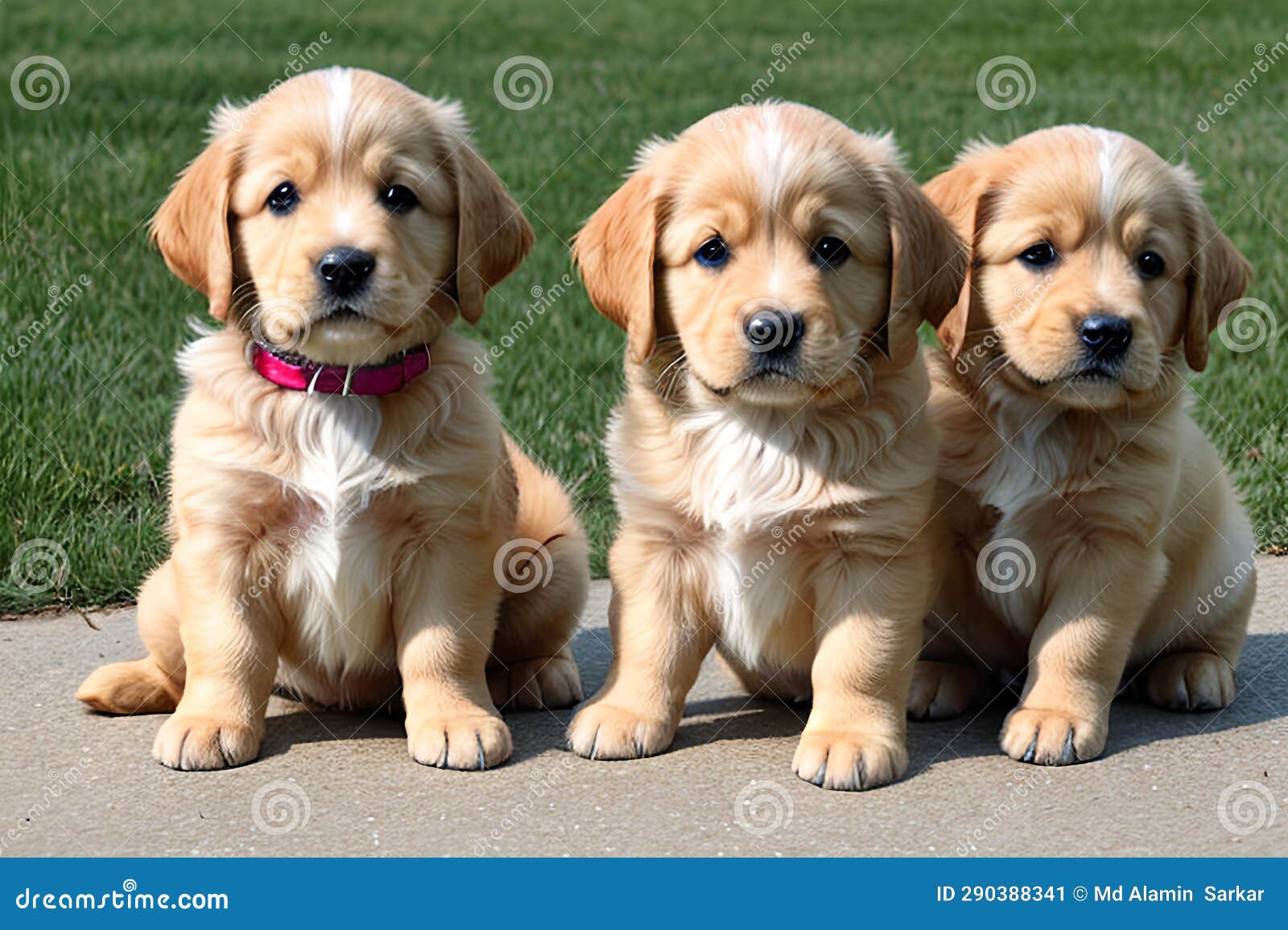 Puppies of Golden Retriever Stock Image - Image of mammal, mother ...