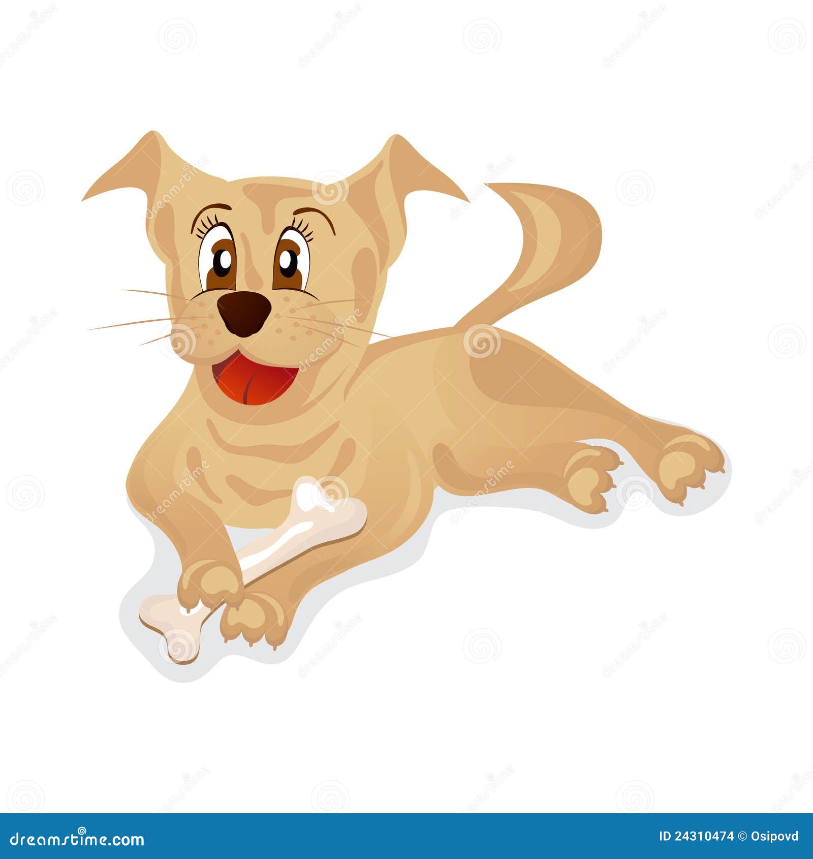 Dog Chewing Bone Illustration, Drawing, Engraving, Ink, Line Art ...