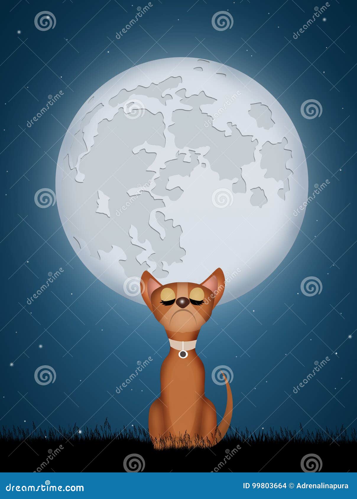 Puppy dog in the moon stock illustration. Illustration of system - 99803664