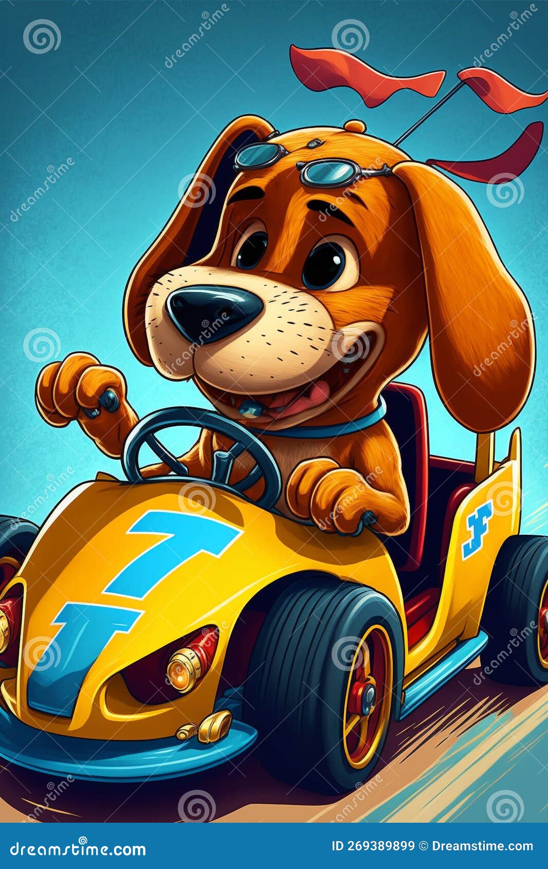 Puppy Driving a Racing Car. AI Generated Stock Illustration ...