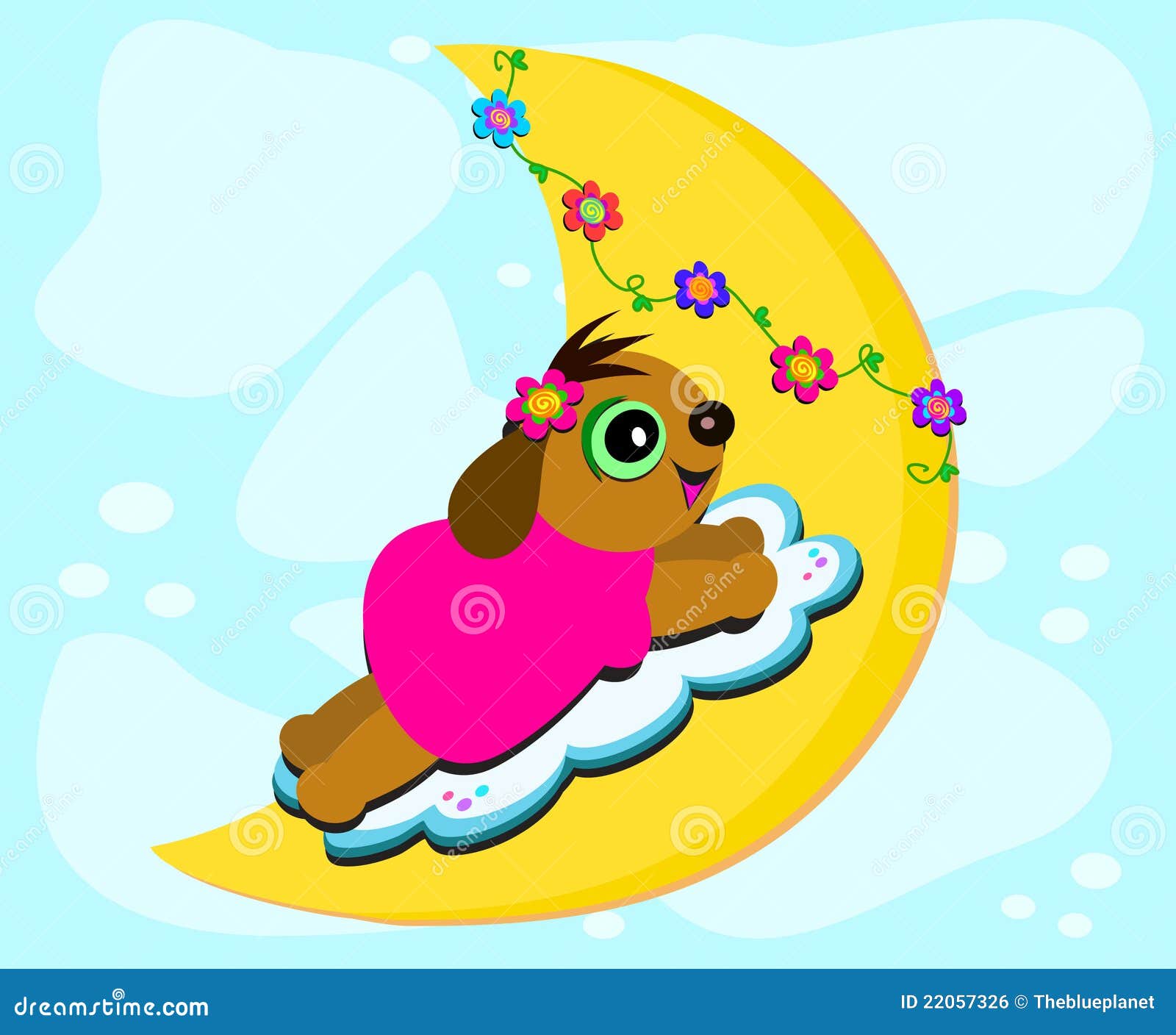 Puppy on the Moon stock vector. Illustration of moon - 22057326