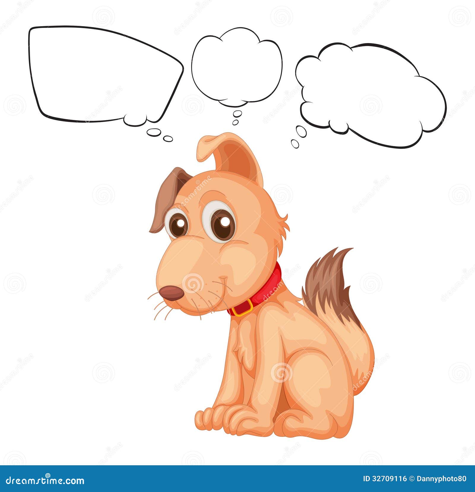 A Puppy with a Red Dog-tie Thinking Stock Vector - Illustration of ...