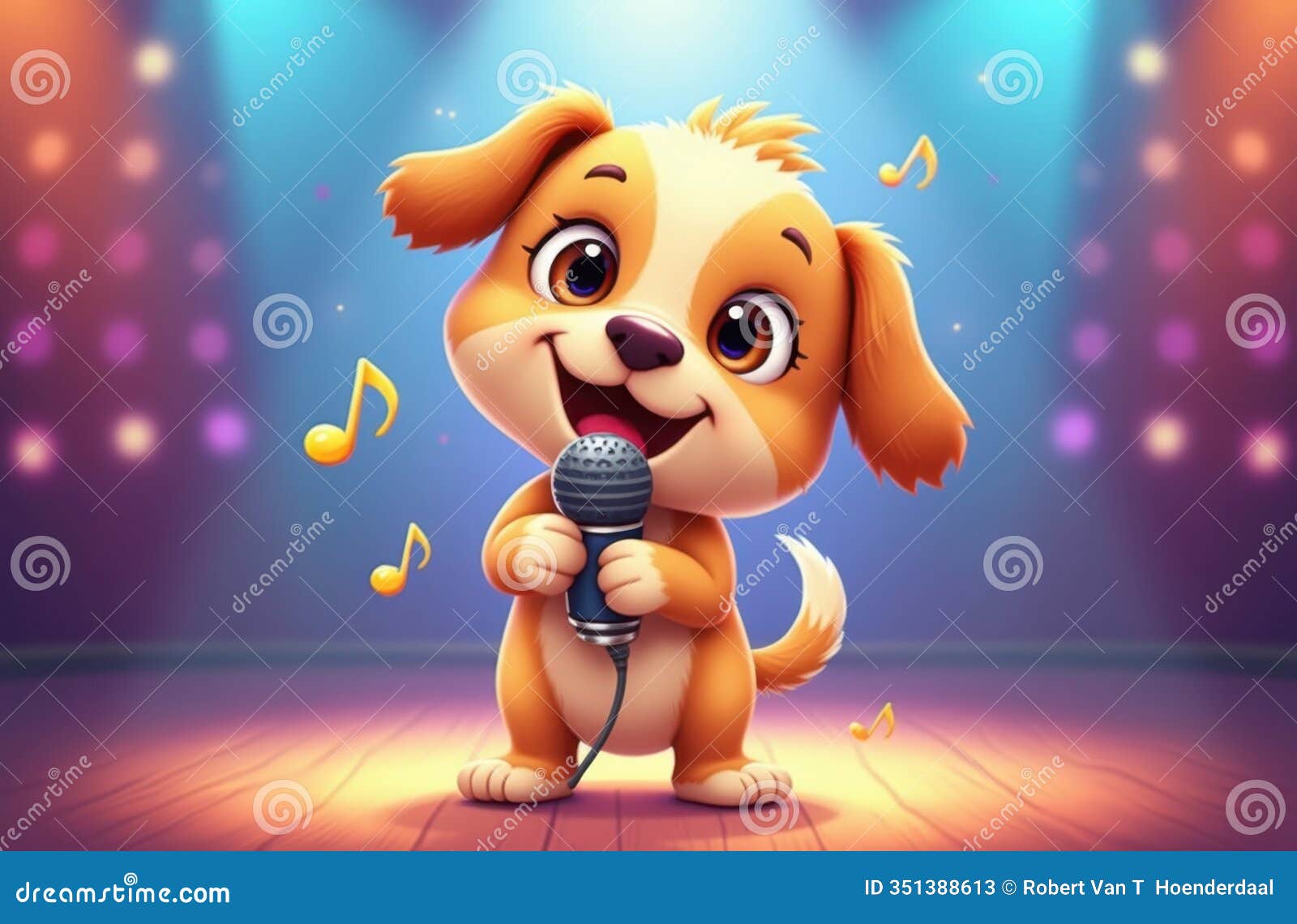 A Puppy Singing on Stage at 23-12-2024 Stock Illustration ...