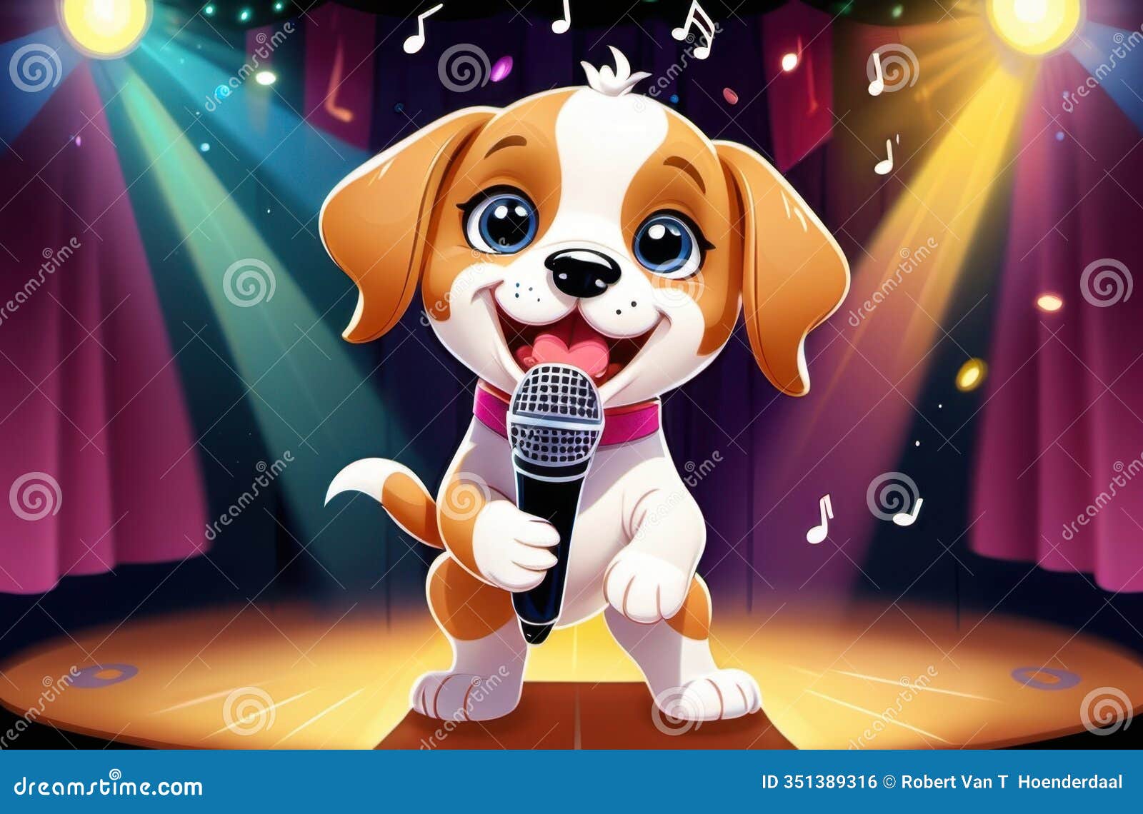 A Puppy Singing on Stage at 23-12-2024 Stock Illustration ...