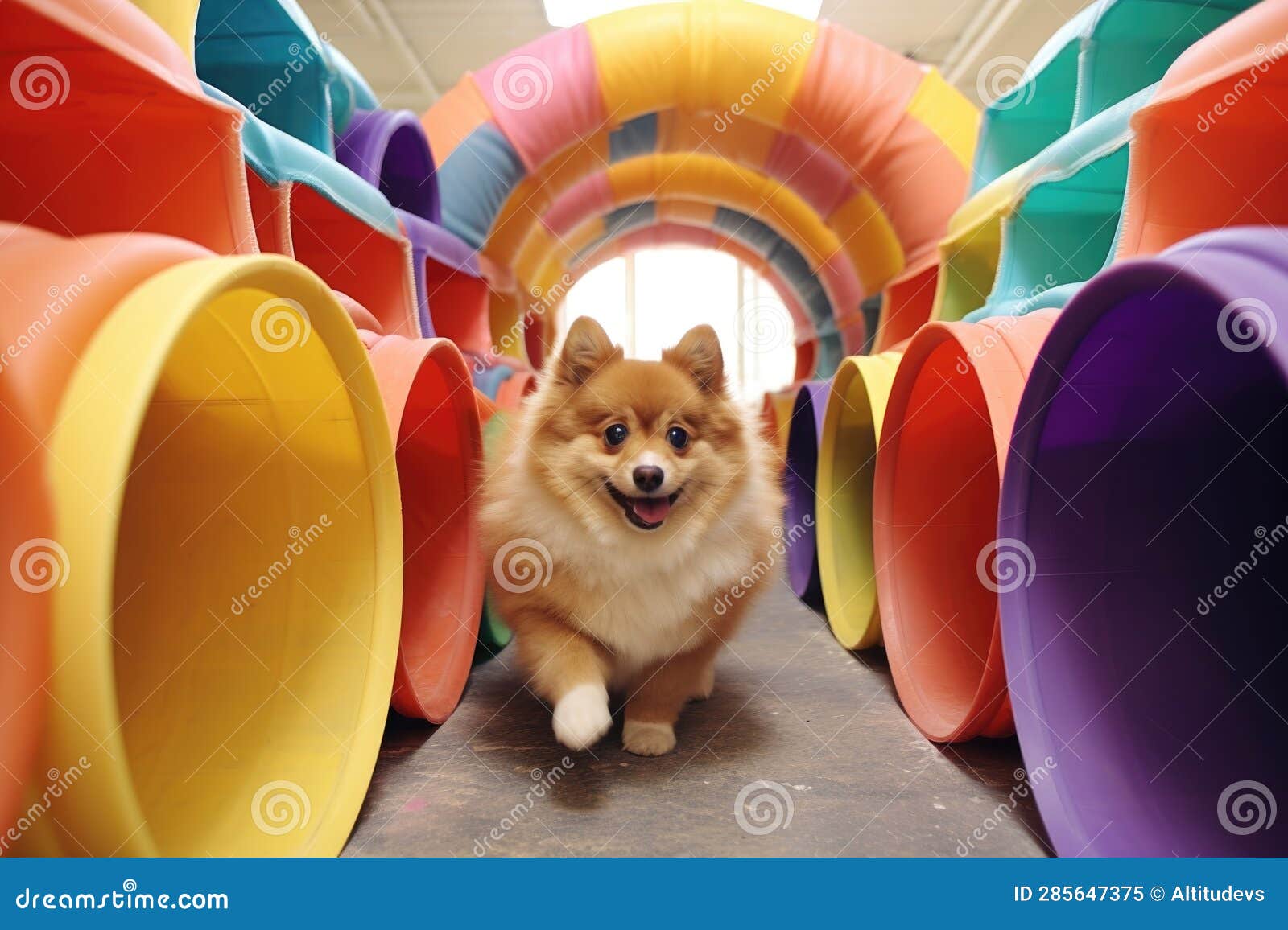 Puppy-sized Obstacle Course with Tunnels and Jumps Stock Image - Image ...