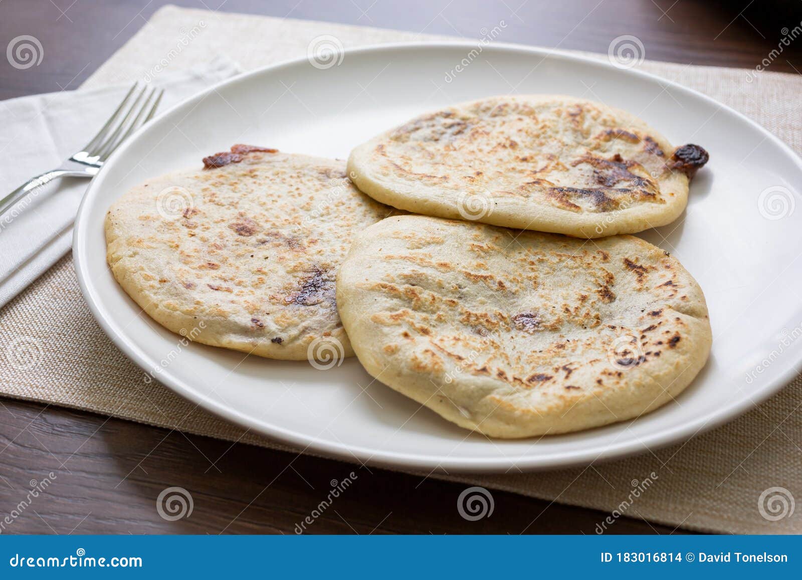 Pupusas plate stock photo. Image of kitchen, arepa, setting - 183016814