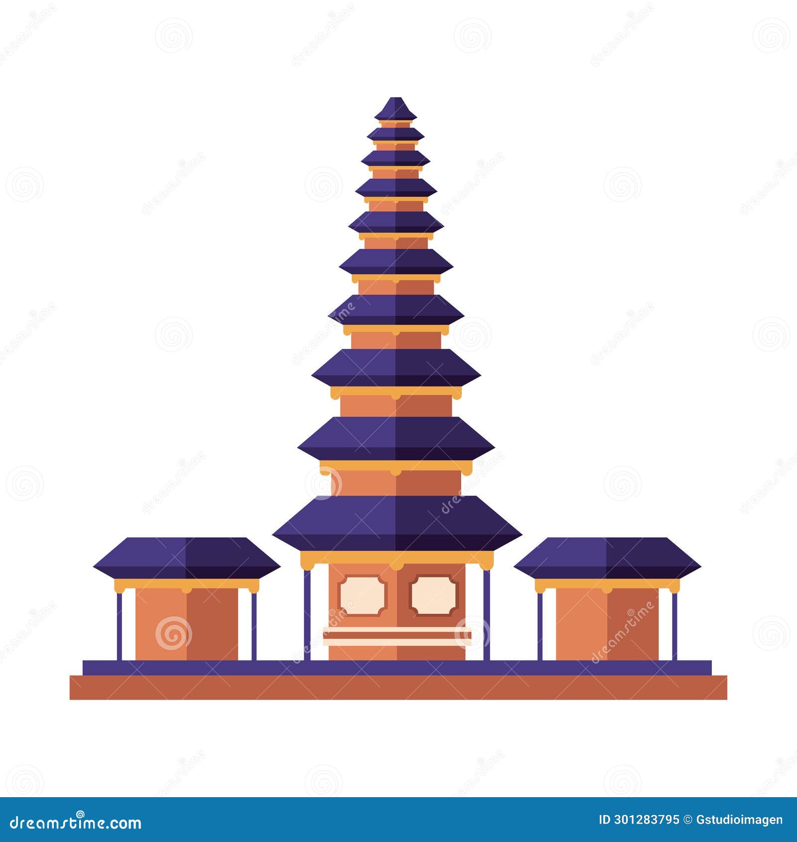 Pura Ulun Danu Balinese Temple Stock Illustration - Illustration of ...