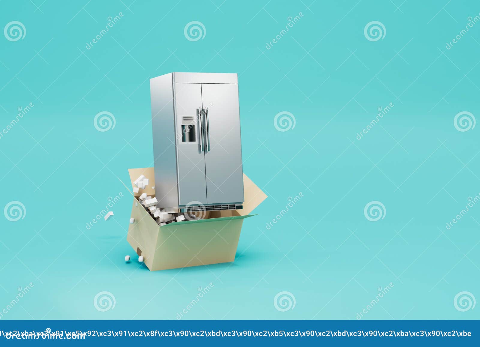 Purchase and Delivery of a Refrigerator. Open Box with Refrigerator on ...