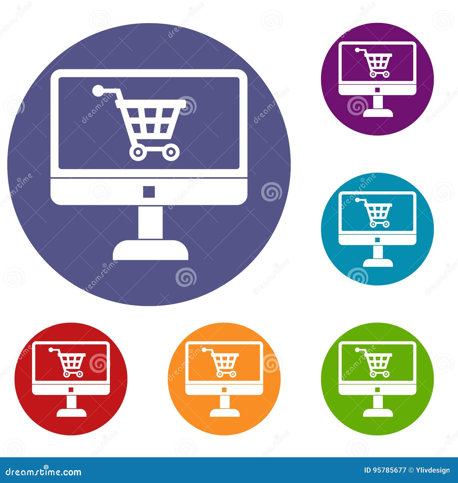 Purchase at Online Store through Computer Icons Set Stock Vector ...