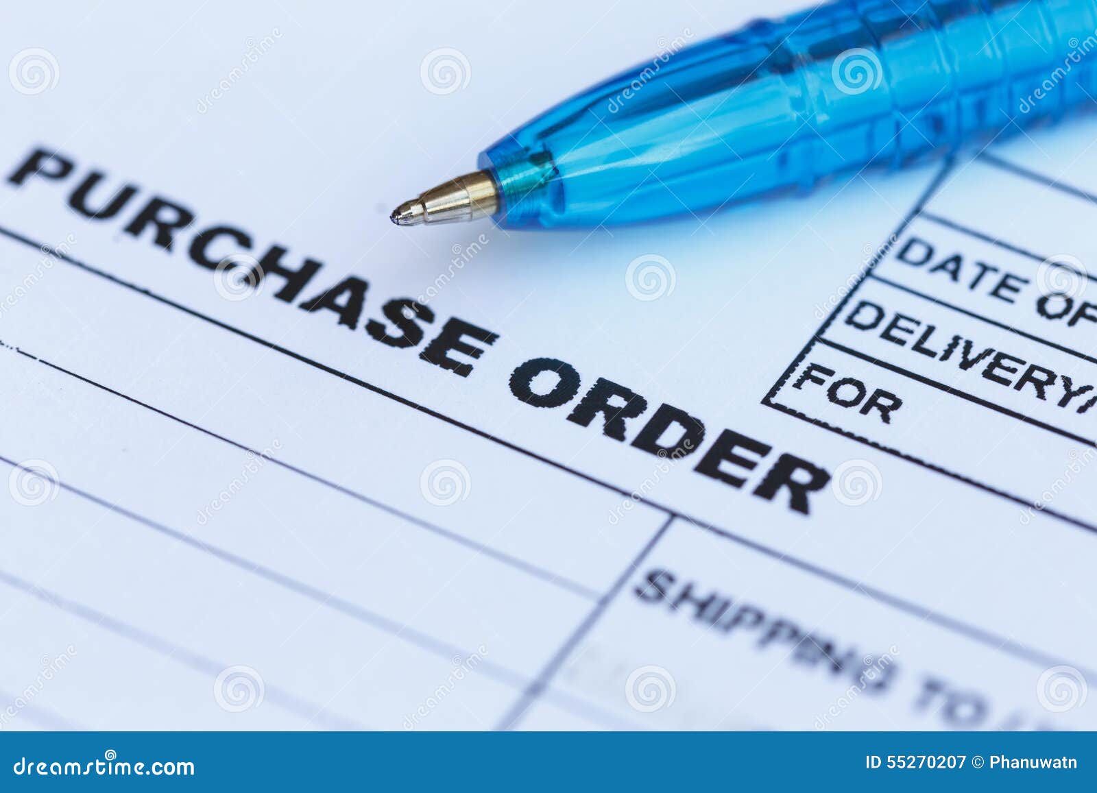 Purchase Order with Blue Pen in the Officeâ€ Stock Image - Image of ...